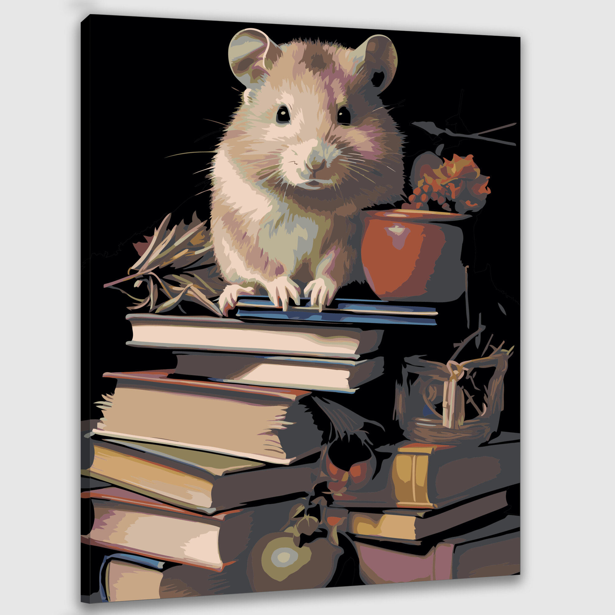 Картина по номерам 40x50 см, хомячок, фотография, книги, художественные принадлежн, кисть, искусство, красота