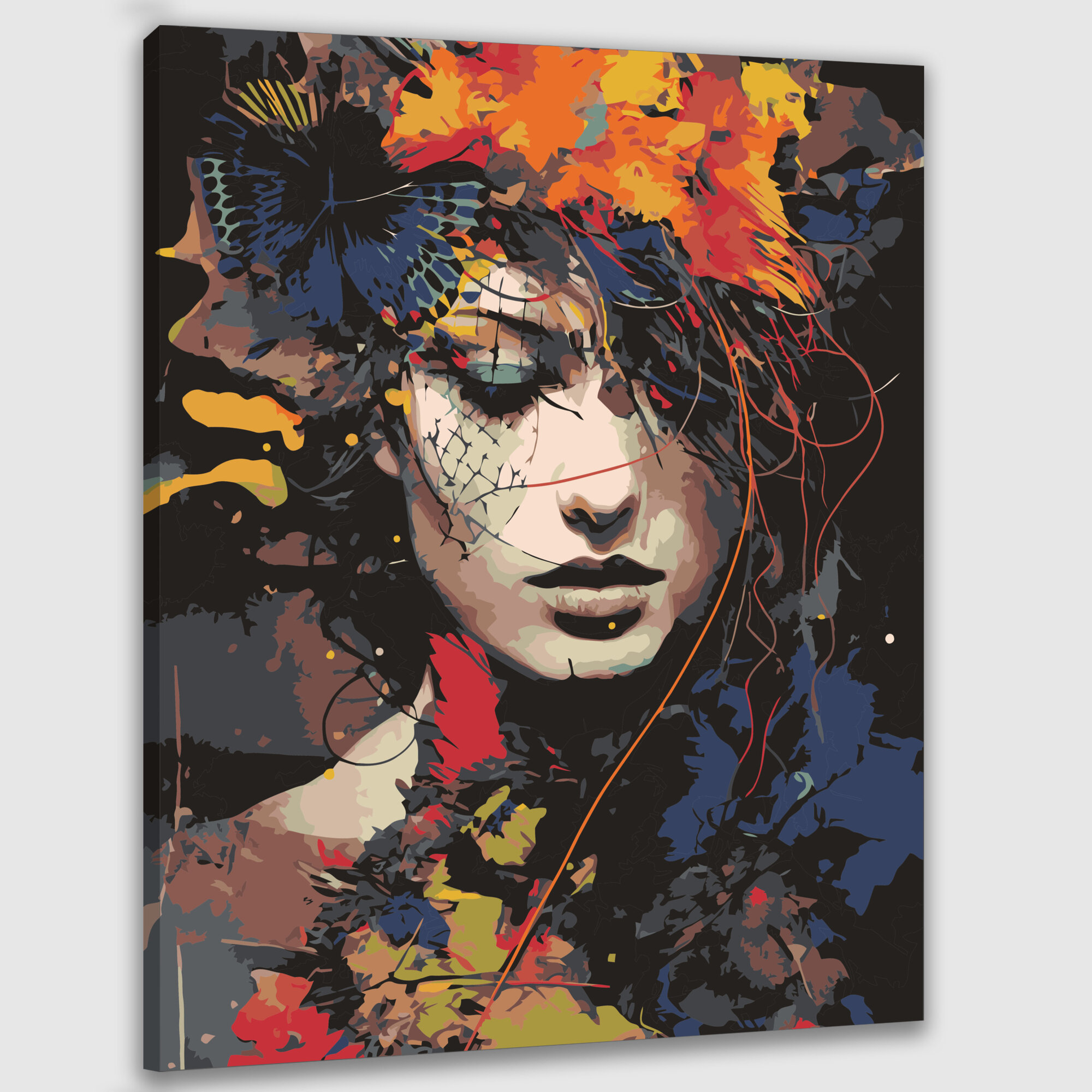 Картина по номерам 40x50 см, экспериментальный коллаж, неземная природа, фрагментированные сны, слои текстур и образов