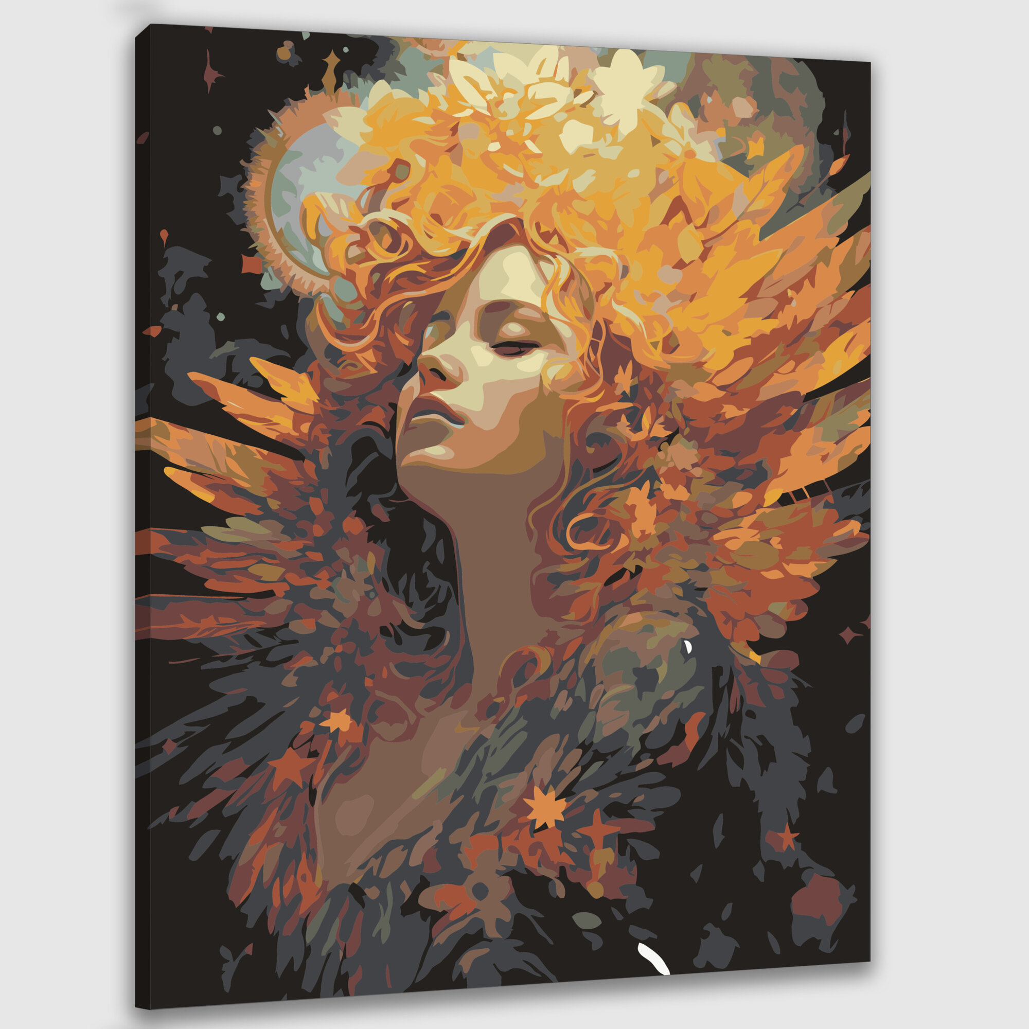 Картина по номерам 40x50 см, ангел, золотые мозаичные плитки, мерцающий свет, небесная сцена, яркие цвета