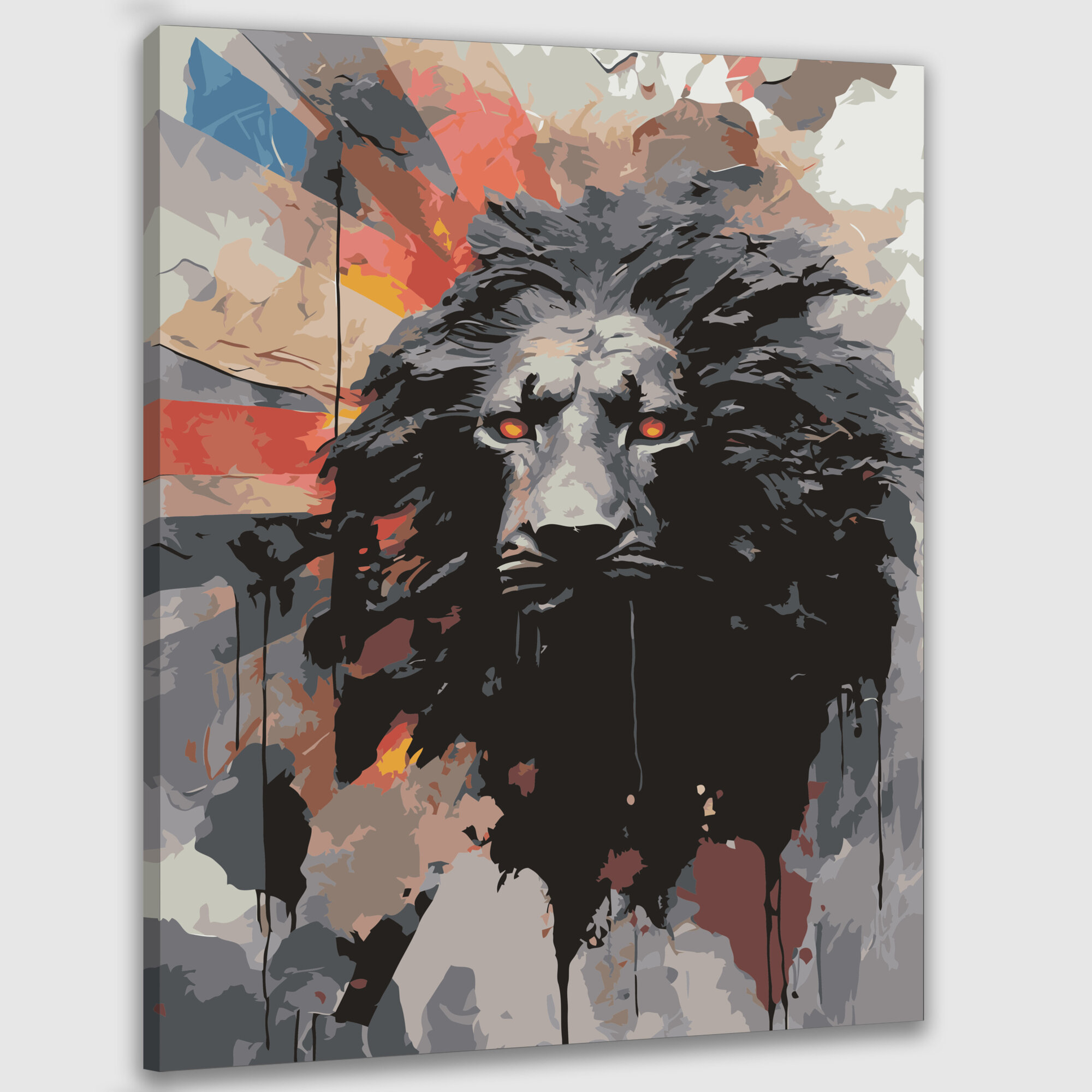 Картина по номерам 40x50 см, коллаж, смешанная техника, шаманская буря, текстурированная бумага, яркие мазки краски