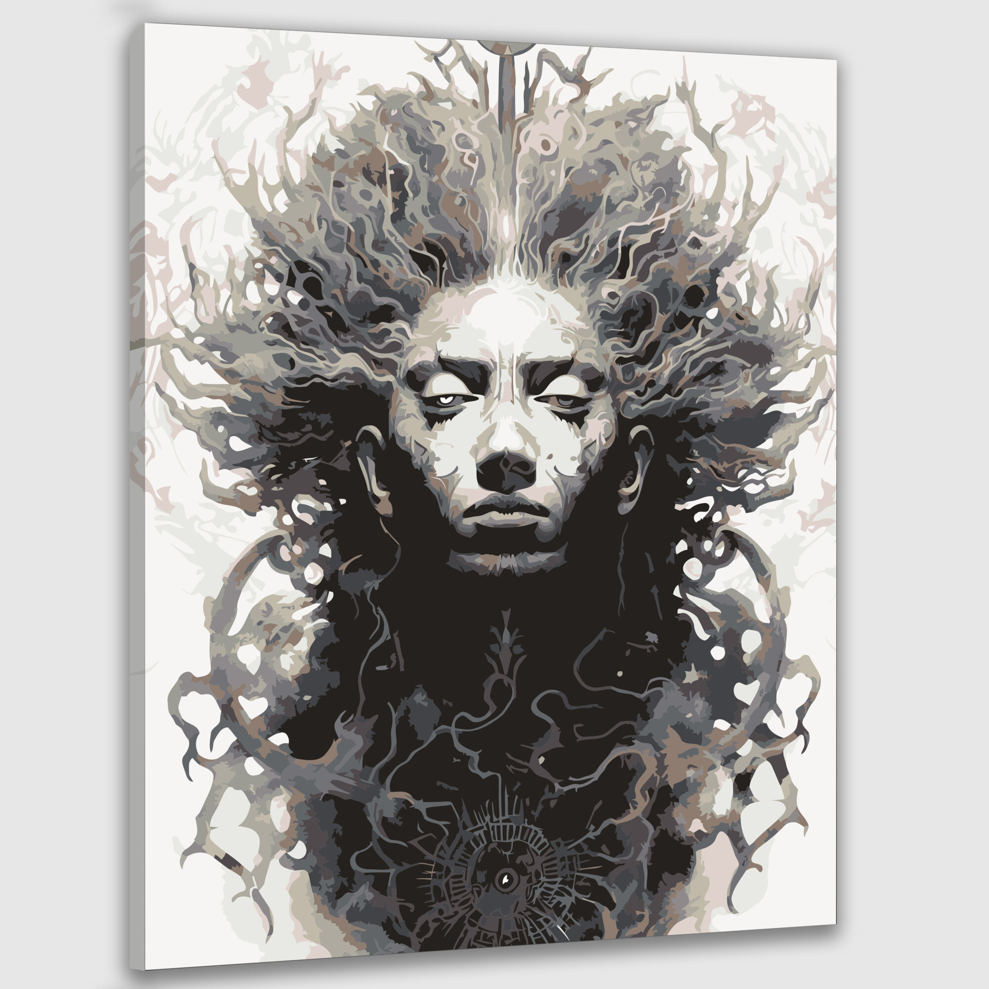 Картина по номерам 40x50 см, шаман, тушь, рисунок, транс, татуировки, племенные знаки, аура, мистическая энергия, духи