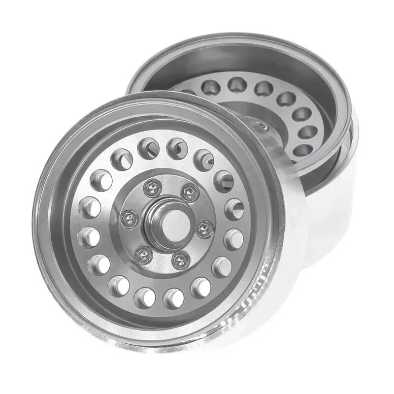 4 шт, 1,9 дюйма со смещением-8 мм, комплект ободов колеса с радиоуправлением Beadlock, ступица колеса для 1:10 автомобиля, гусеничного осевого SCX10 II 90046 SCX10 III AXI03007 TRX4 Silver