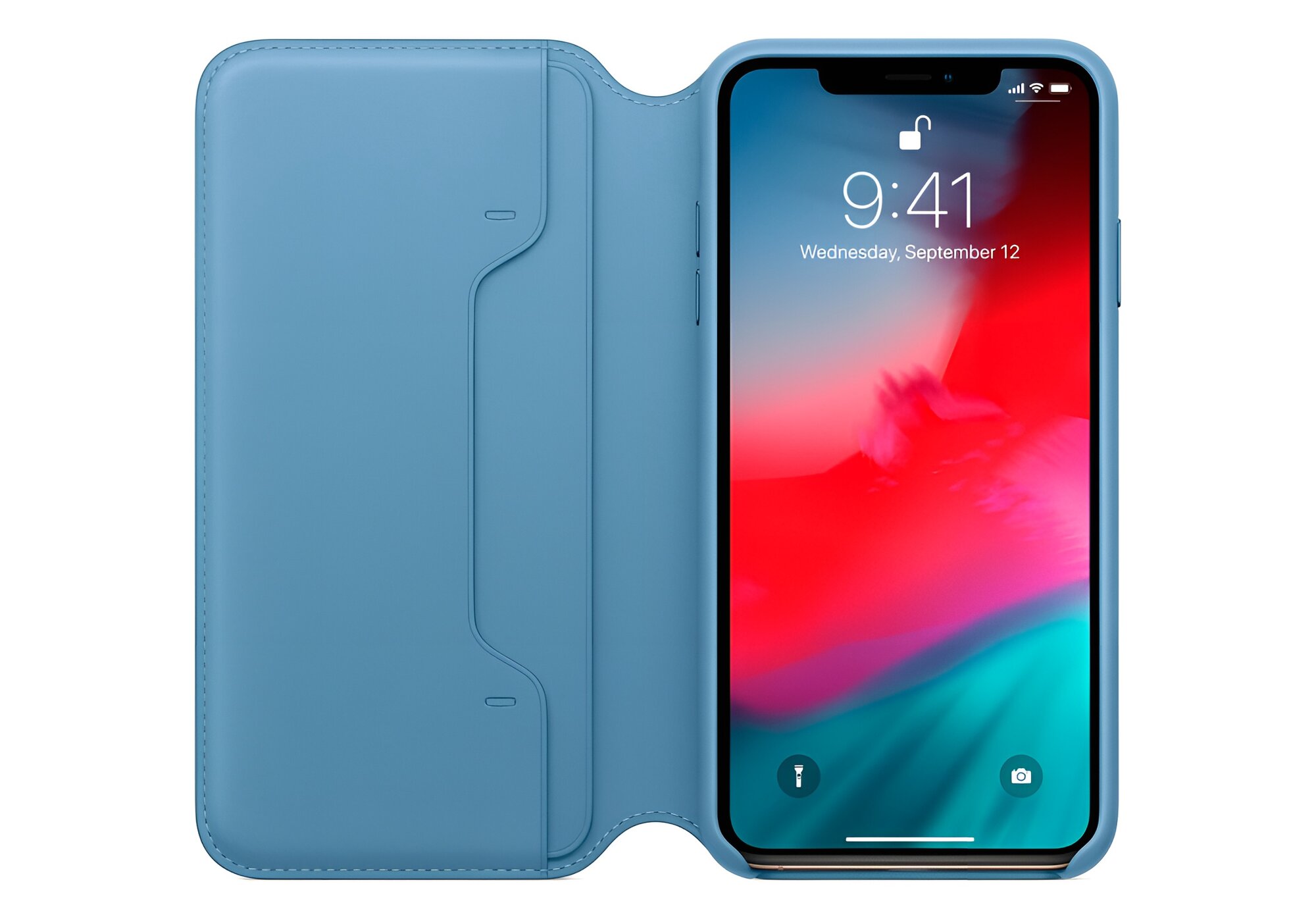 Чехол-книжка Apple Leather Folio iPhone XS Max Cape Cod Blue (Лазурная волна) MRX52ZM/A