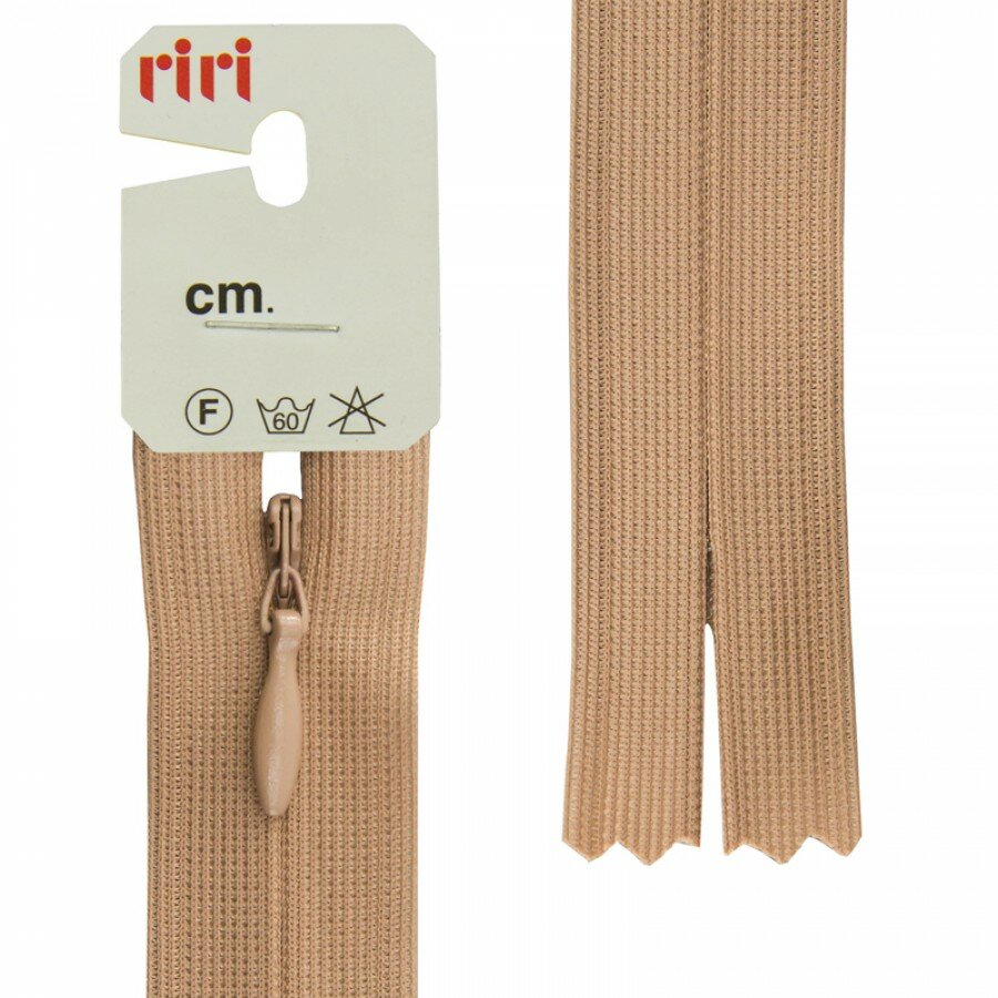 Молния потайная неразъемная, Т3, 22 см, цвет 2232, бежевый темный