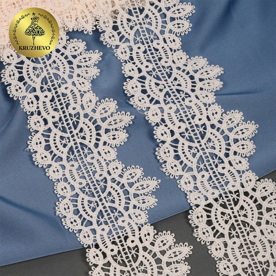 Кружево гипюр KRUZHEVO TBY. SUN.11 шир.70мм цв. F102 молочный уп.4,5м