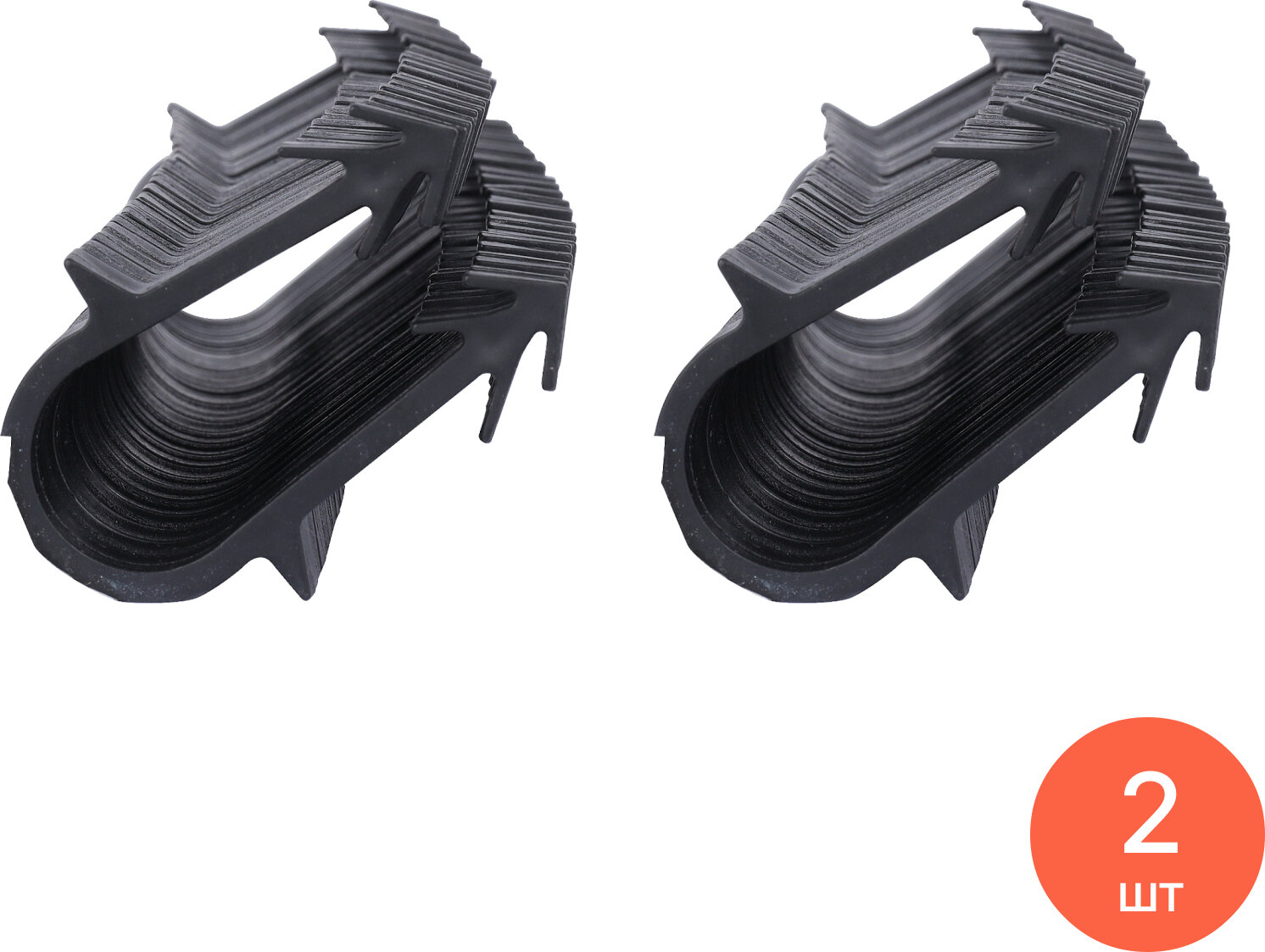 Кассета для такера Stout / Стаут якорные скобы, с двойным креплением, для труб диаметром 16-20мм, полипропиленовые, черные, 50мм, в кассете 25 скоб / крепеж и фурнитура (комплект из 2 шт)