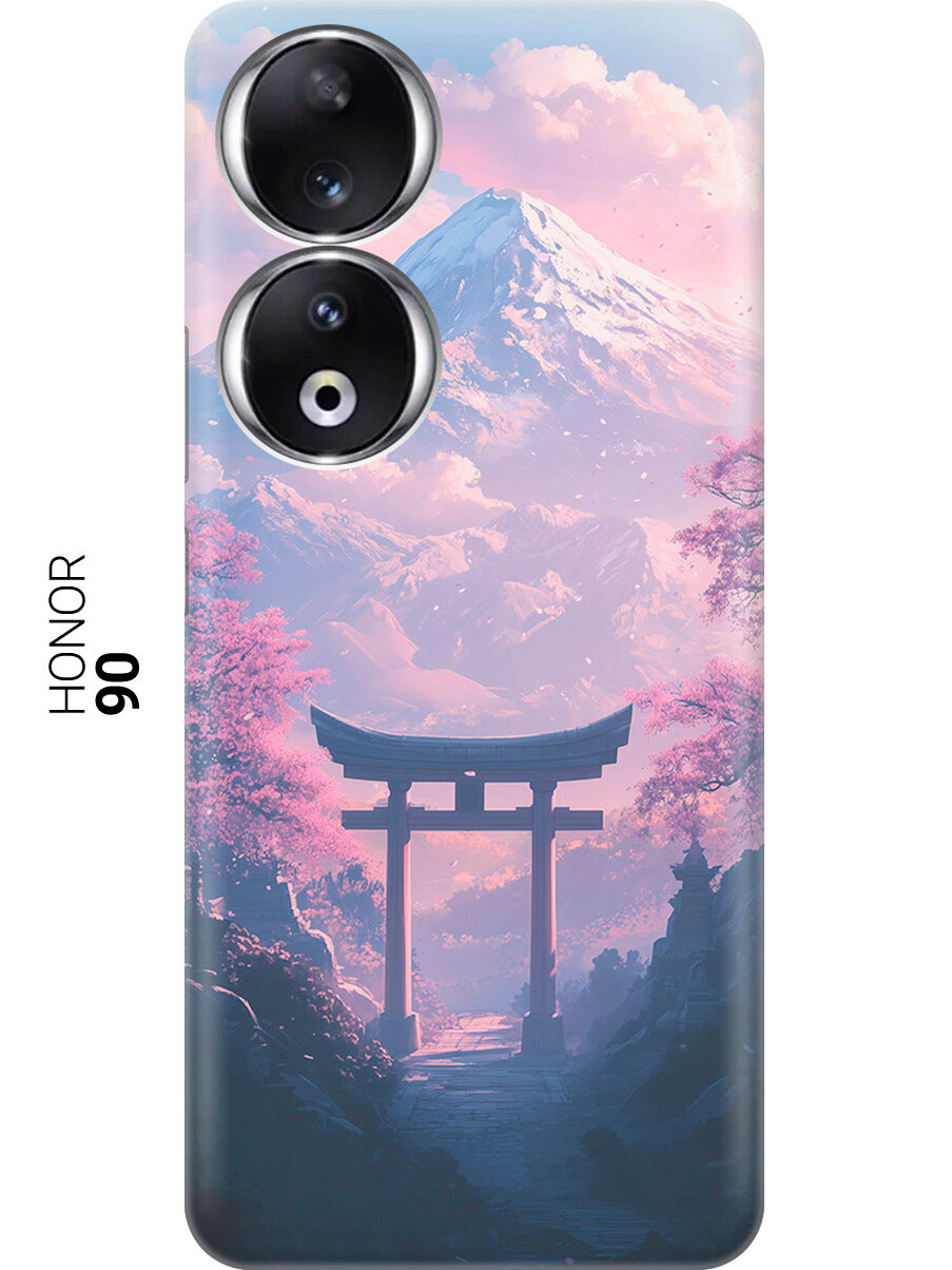 Силиконовый чехол на Honor 90 с принтом "Тории и горы"