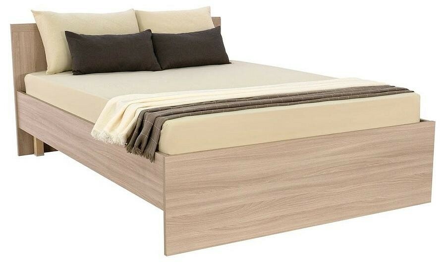 HESBY Кровать двуспальная Мелисса с ортопедическим основанием, 204x167x82 см, дуб сонома