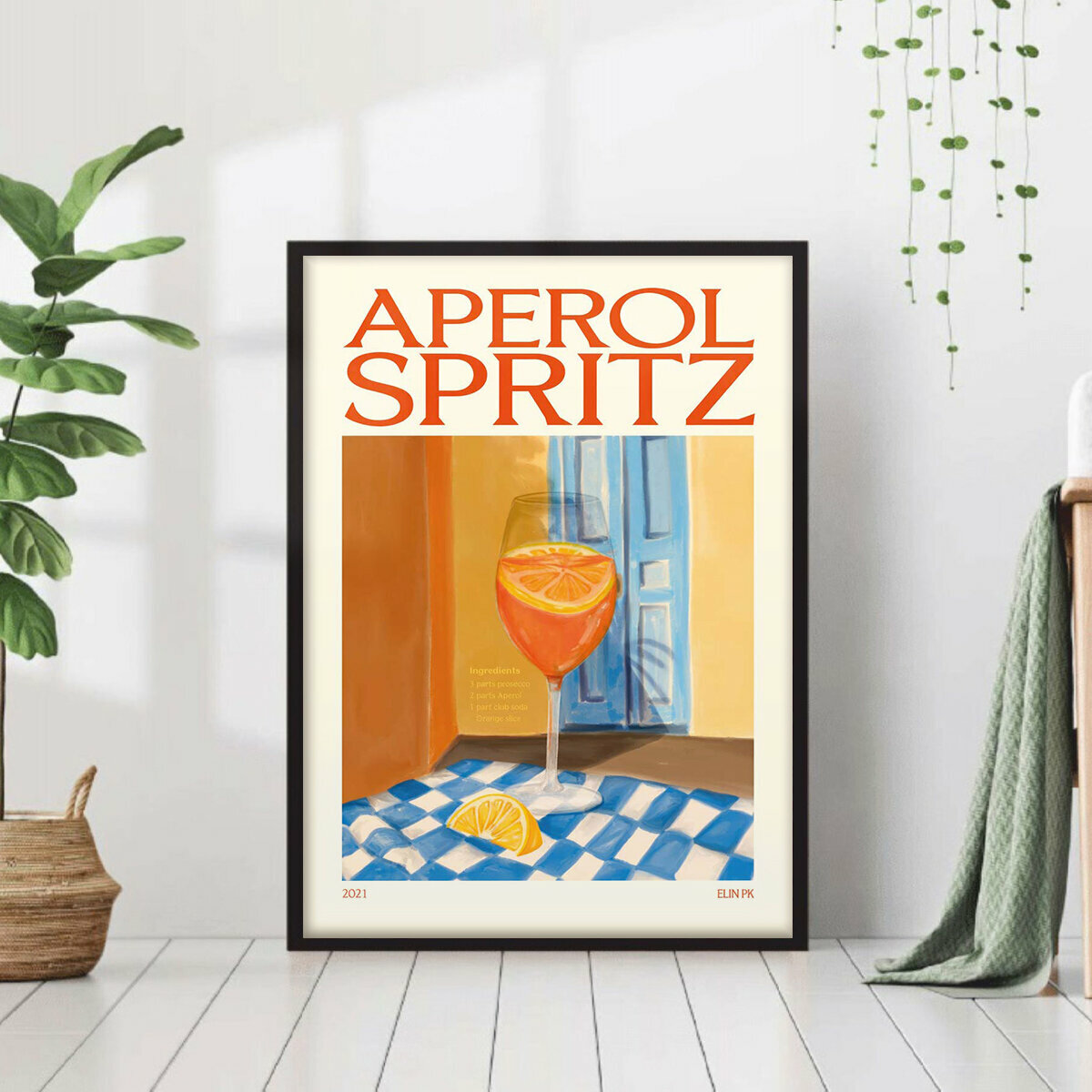 Постер "Апероль шприц" 50x70 в черной рамке на стену для интерьера