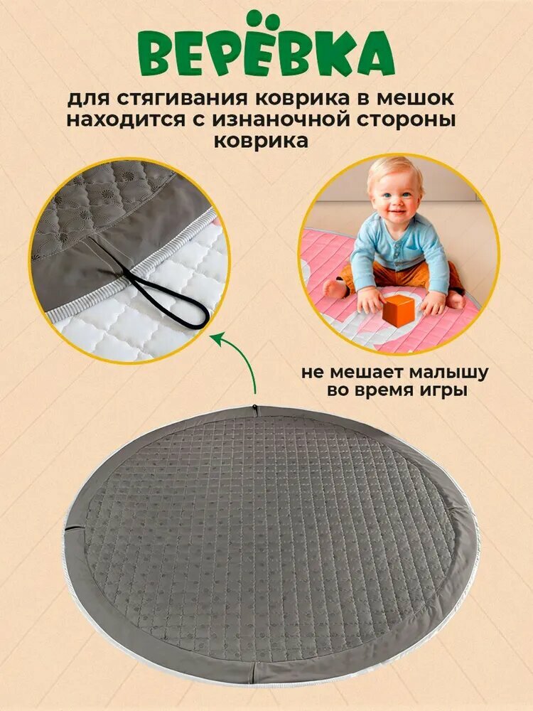 Игровой коврик-мешок, антискользящий, для новорожденных, 150 см, космос — фото 1