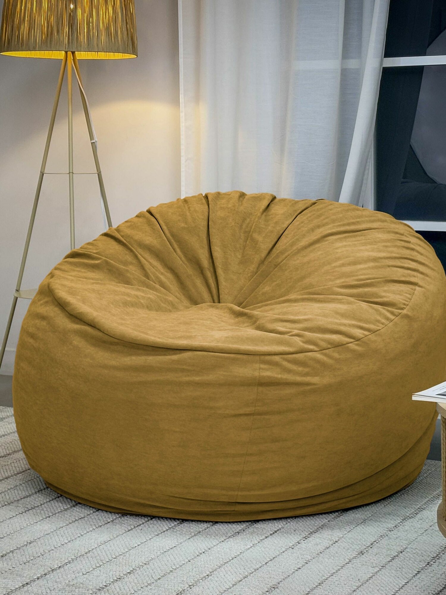 Кресло мешок Агитарси, лофтмебель, желтый, велюр