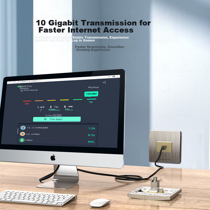 Akihabara (CHOSEAL) Category 7 Network Module, CAT7 10 Gigabit Shielded Tool-Free Module, RJ45 Crystal Head Female Socket, Computer Network Cable Socket Panel Connector, 1 Piece, QM7001WT