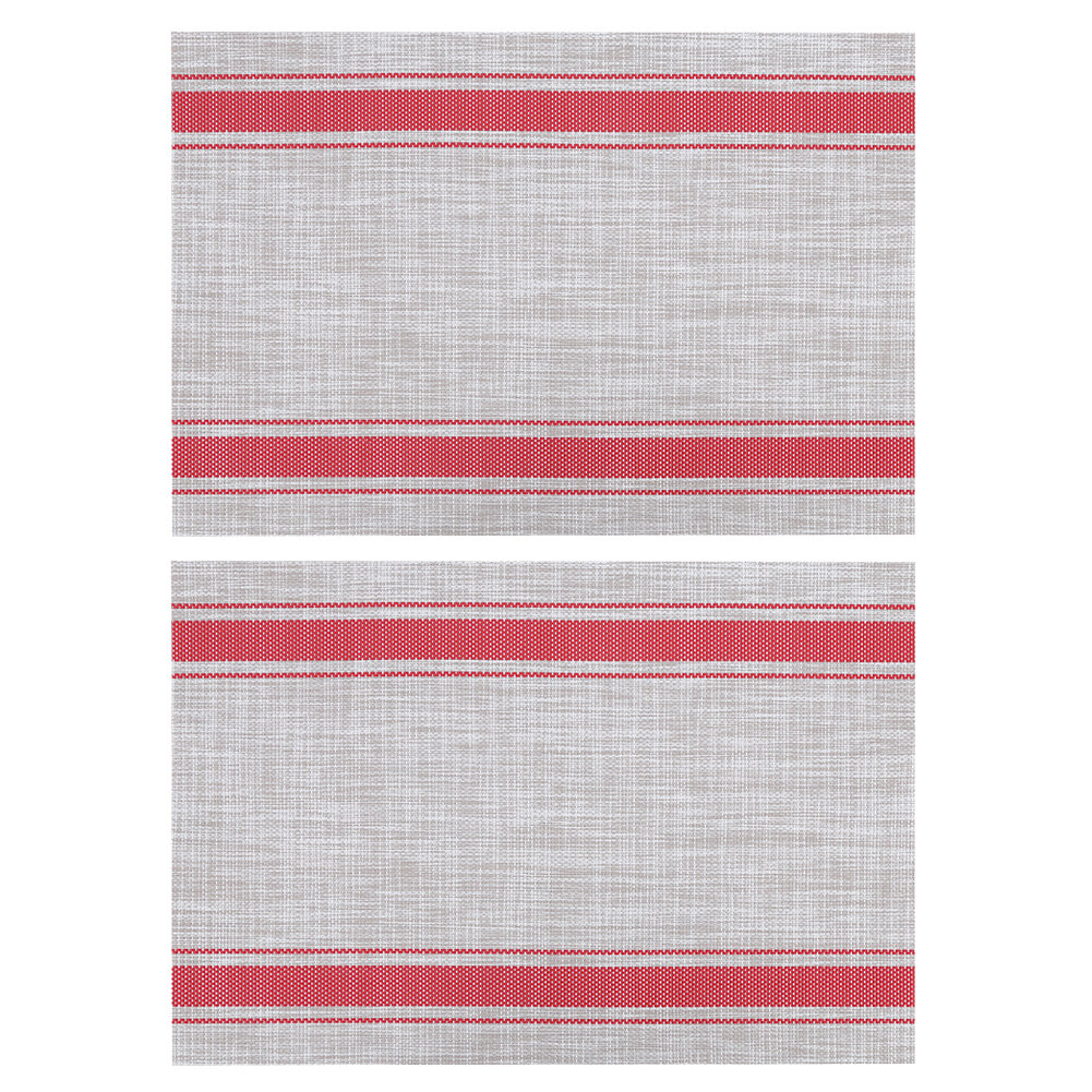 2pcs Homeving Stripe -Type PVC Наборная наборная панель теплоизоляция таблица PlaceMat Table Mat Decoration (красный)