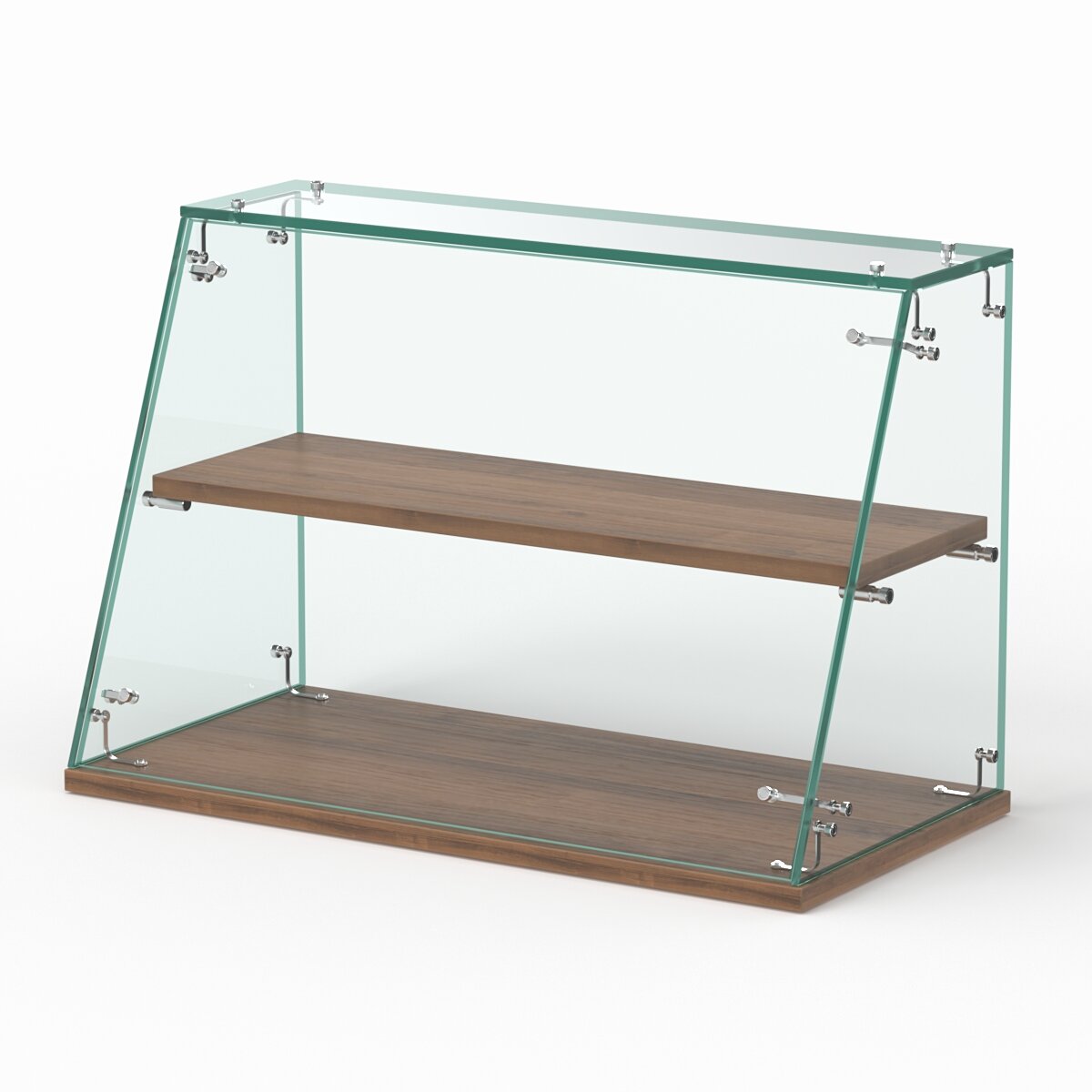 Витрина "сладость" №14КА-О-П для выпечки настольная с прямыми полками без дверок пдсп, Орех