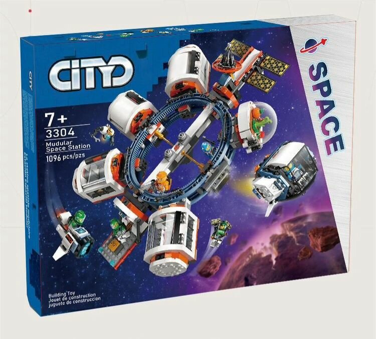 Конструктор Город Модульная космическая станция, 1096 деталей, совместим с 60433 Space космическая экспедиция