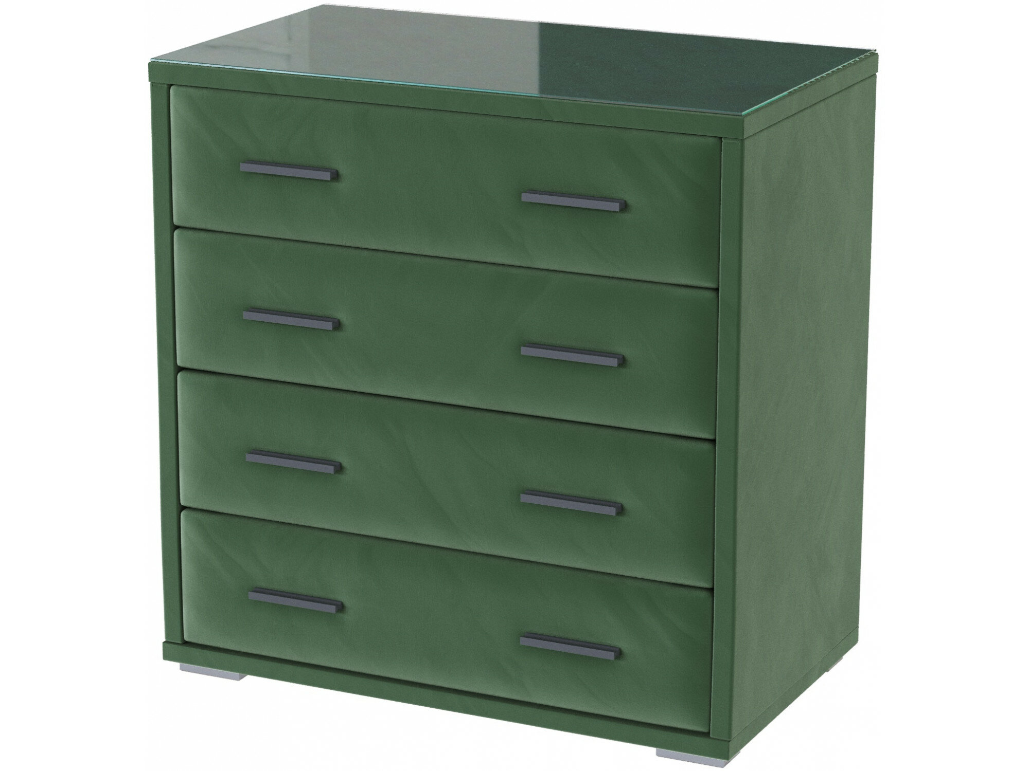 Интерьерный комод с мягкой обивкой, 80х46х82,5 , велюр изумруд