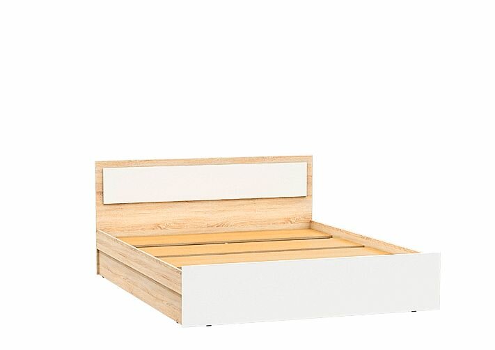 Мартина Кровать 1,4м (Белый глянец, сонома) (Миф)