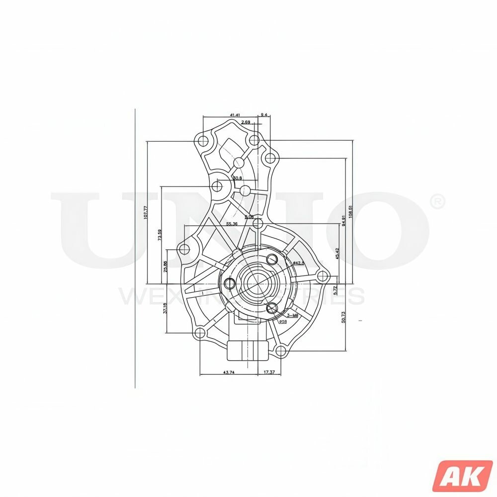 Помпа, водяной насос, для Фольксваген Поло III 95-, Пассат B2-B4 79-, Ауди A6 94-, Volkswagen Polo Passat Audi 94- артикул WAP-10008 производителя UNIO