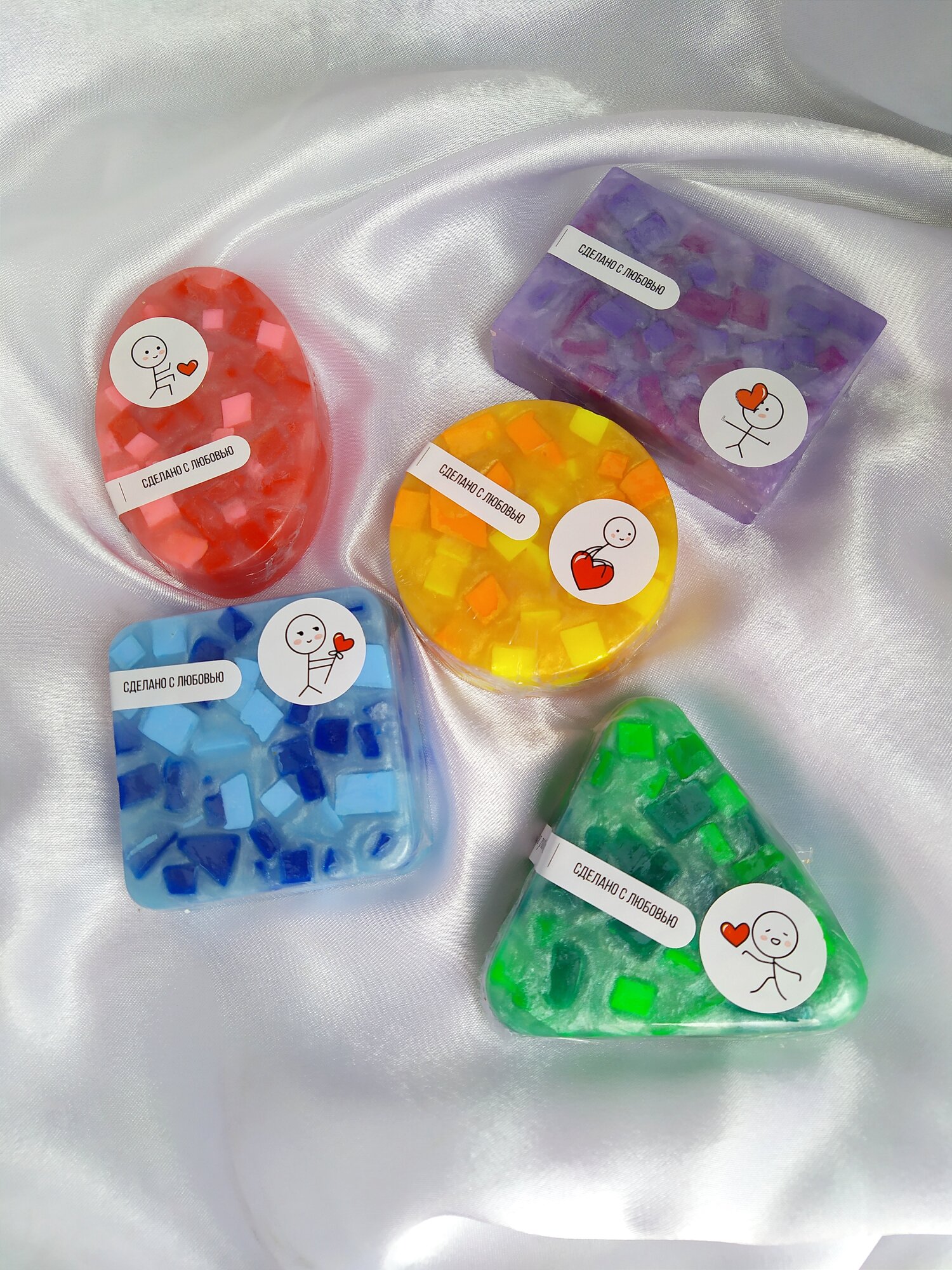 Мыло ручной работы "Фруктовое ассорти", для всех типов кожи, набор 5шт, 450 гр