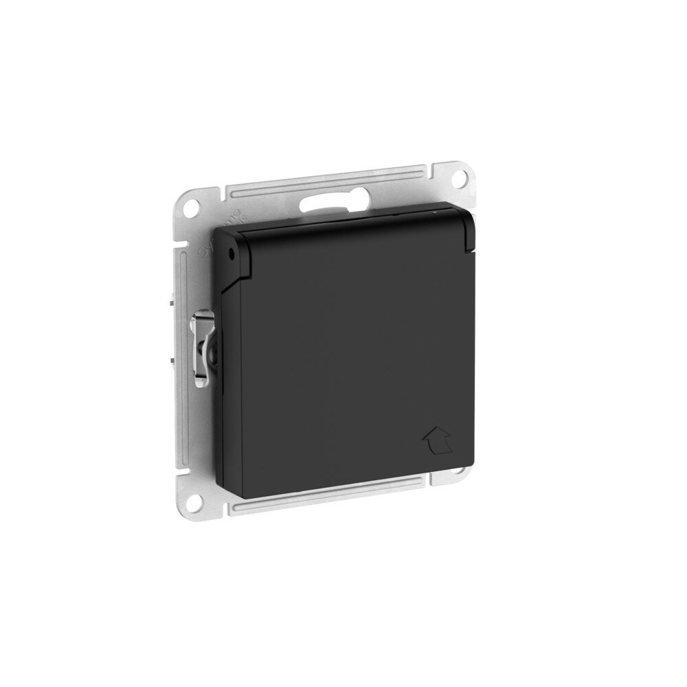 Systeme Electric AtlasDesign Карбон Розетка с заземл. со шторками с крышкой, 16А, IP20, механизм, быстрозажимные клеммы, ATN001046S
