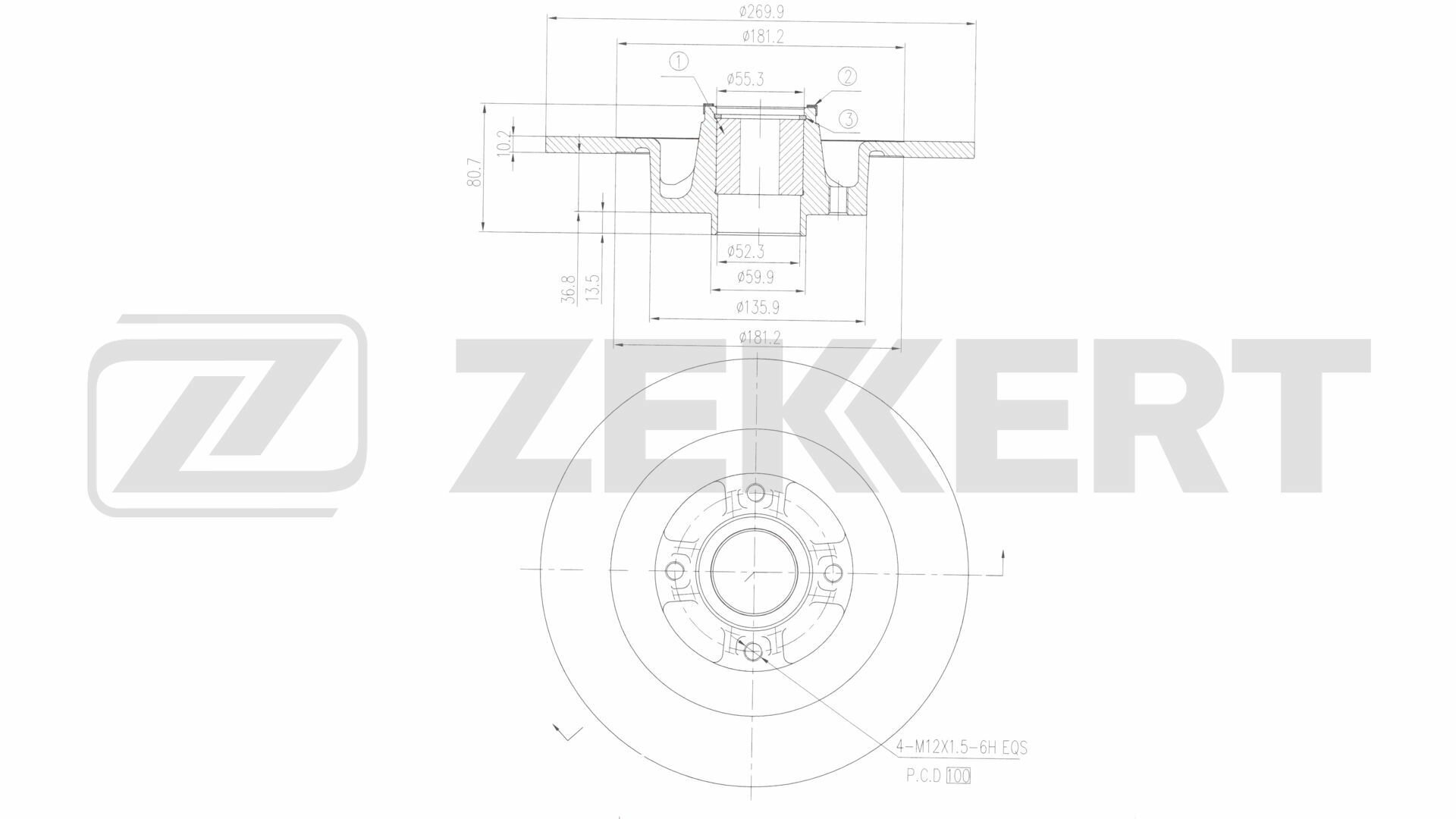 Диск торм. зад. Renault Megane II 03-, Scenic II 03- (с подшипником, с ABS)