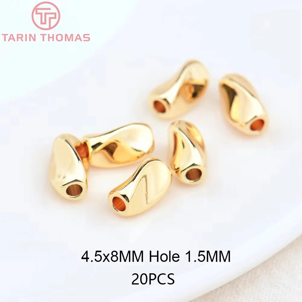 TARIN THOMAS Латунные квадратные бусины-разделители 24K 4467-24K Gold Color