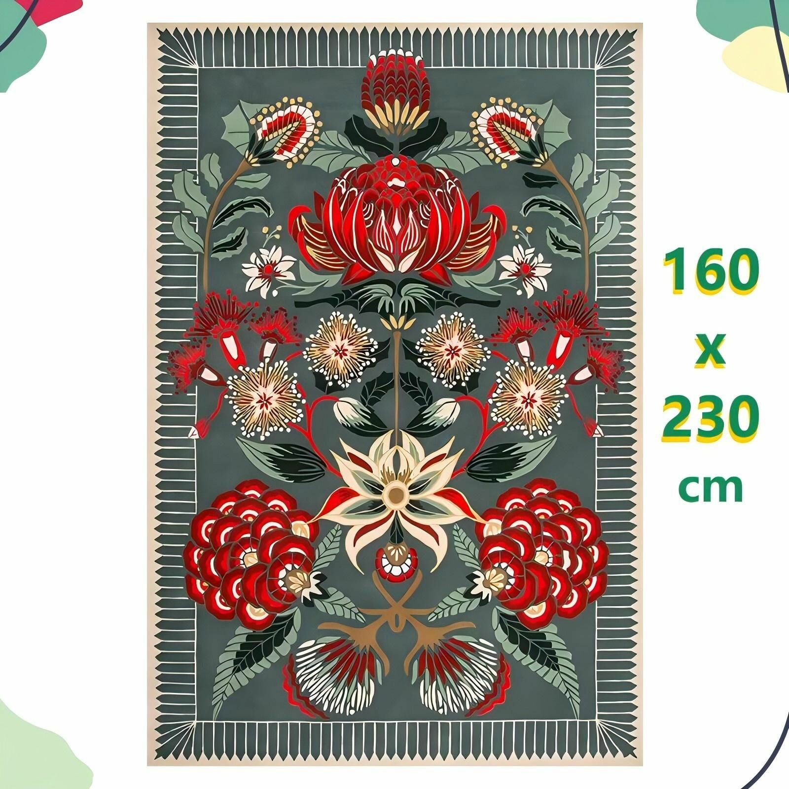 Ботанический ковер из хрустального бархата с цветочным принтом