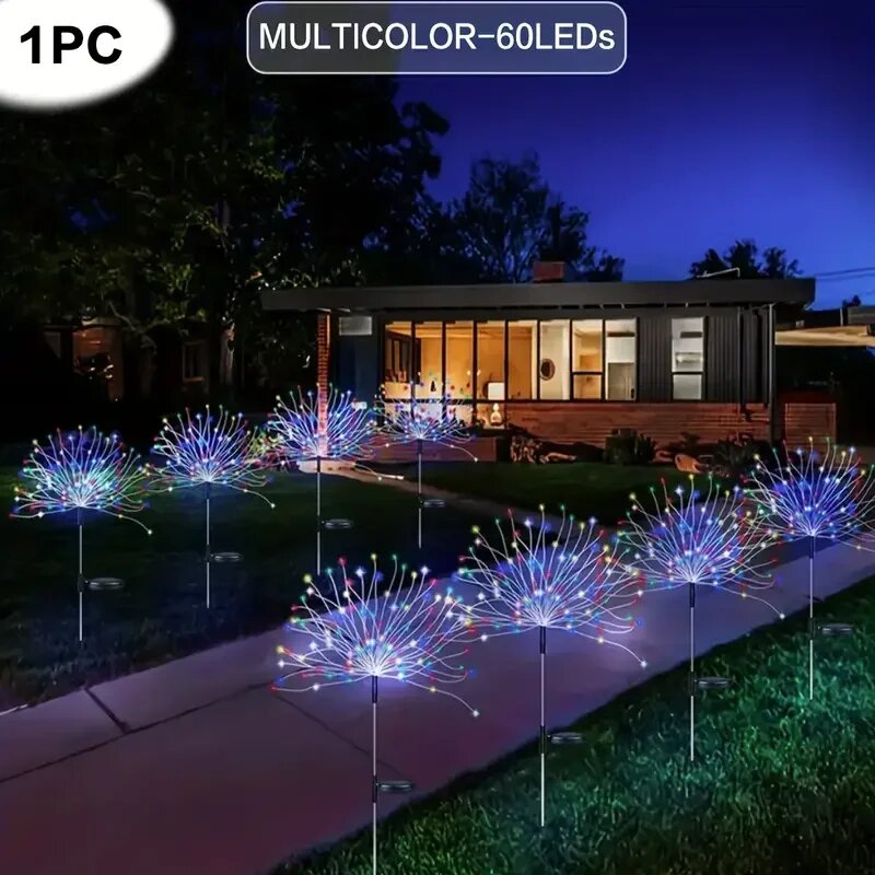 Солнечные светильники для улицы, 60LED Colorful