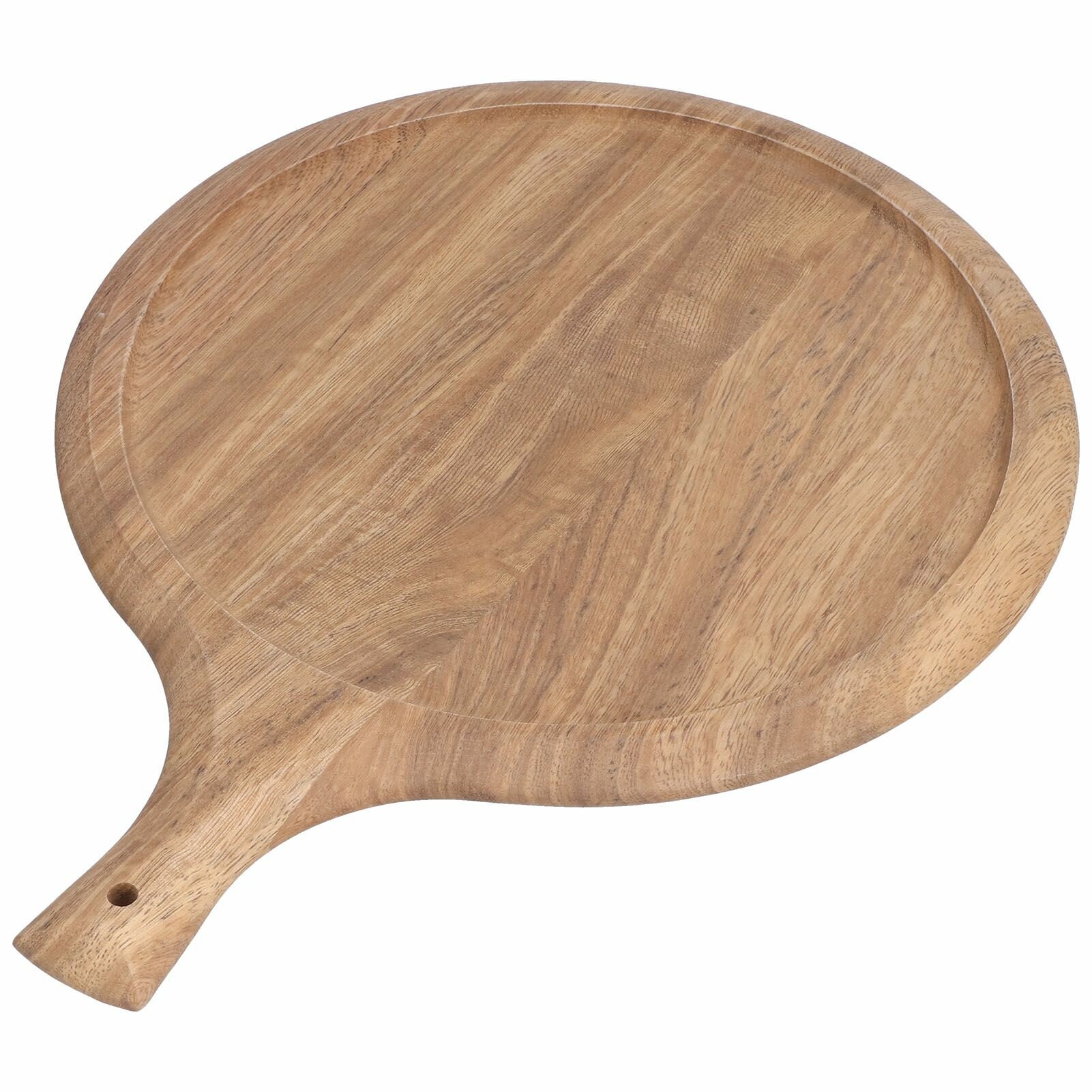 Деревянный поднос для пиццы, прочная круглая сервировочная доска с ручкой, обеденная тарелка для хлеба и еды для ресторана отеля
