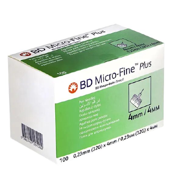 Иглы BD Micro-Fine Plus 0,23 мм (32G) х 4 мм 100 шт