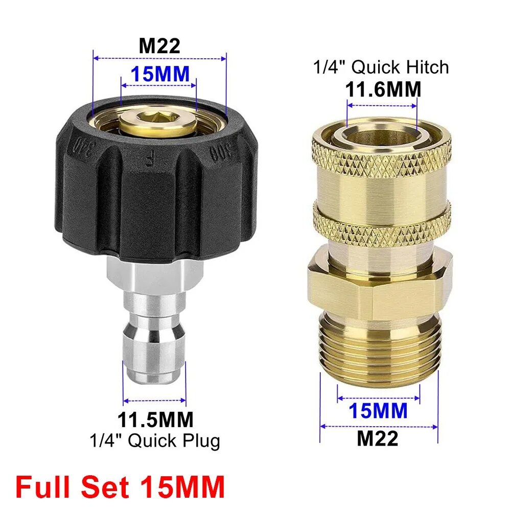 Адаптер мойки высокого давления M22 15 мм, Full Set 15mm