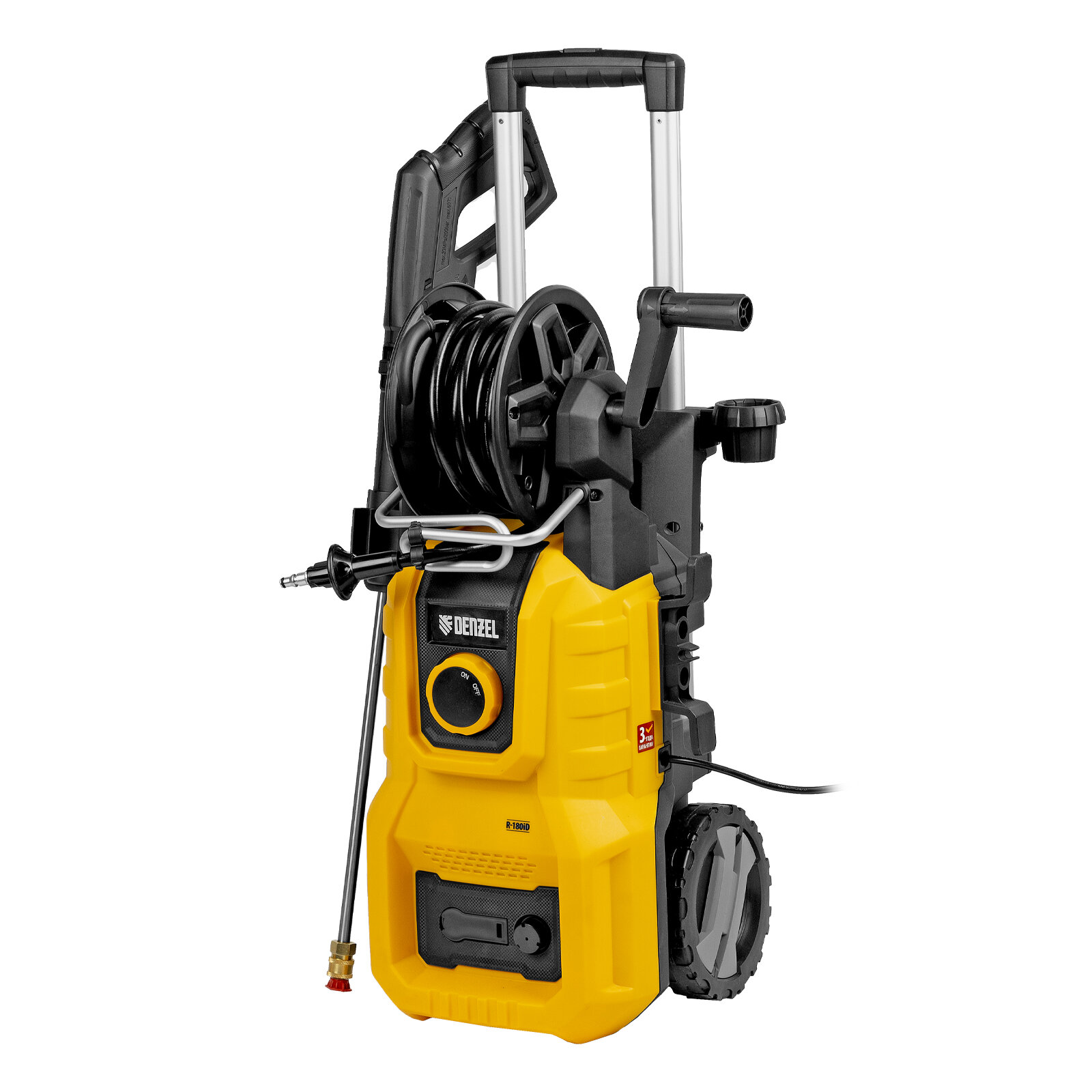 Моечная машина высокого давления R-180iD, 2000 Вт, 180 бар, 420 л/ч, асинх. двиг, бараб.// Denzel 58266