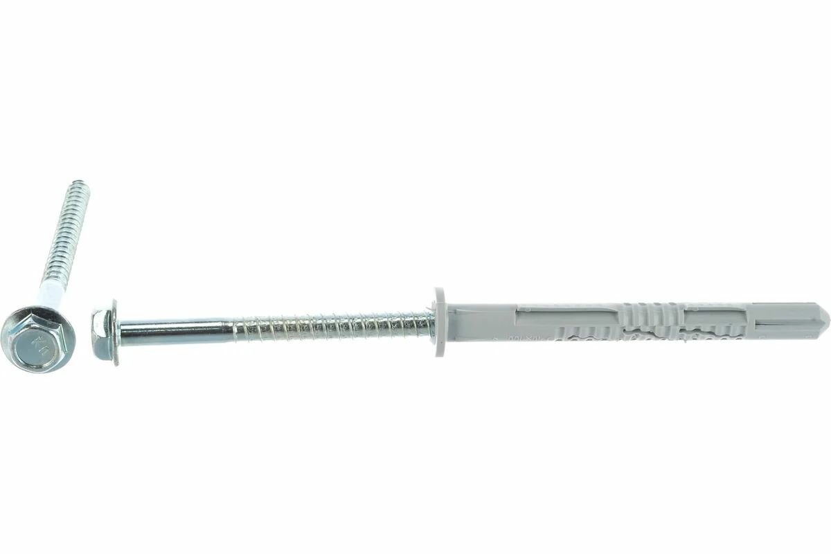 Фасадный дюбель креп-комп нейлон, шуруп под ключ с прессшайбой KENNER Profi 10х100 50шт фдкп10100п