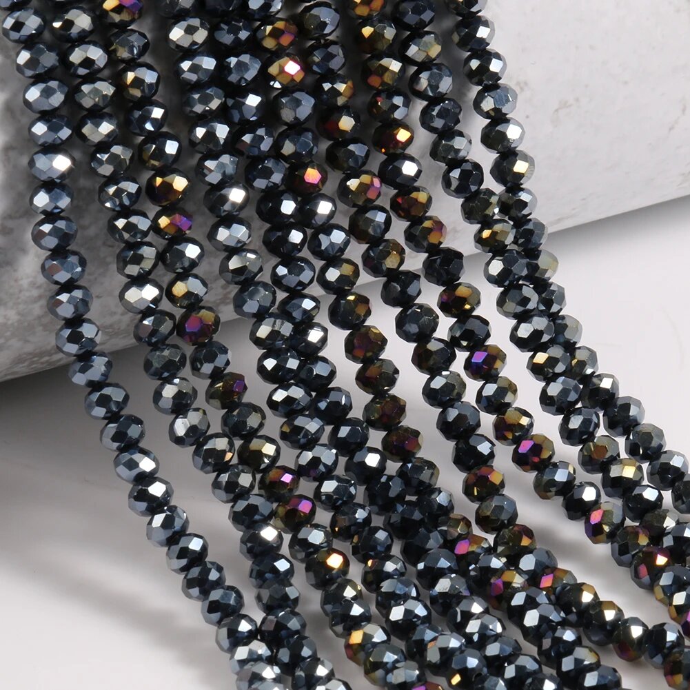 Хрустальные бусины GMB724 3/4/6/8 мм 140 шт 3mm 105-115pcs, black multicolor