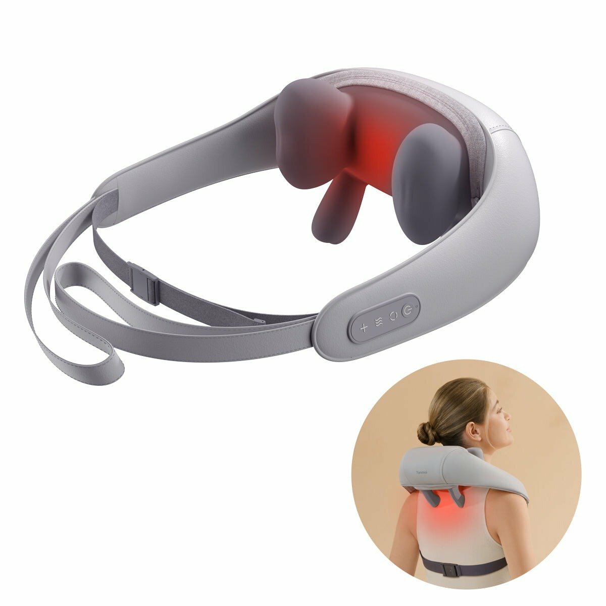 Массажер для шеи и плеч, спины и тела с подогревом YUNMAI Neck Massager YMB241, Серый