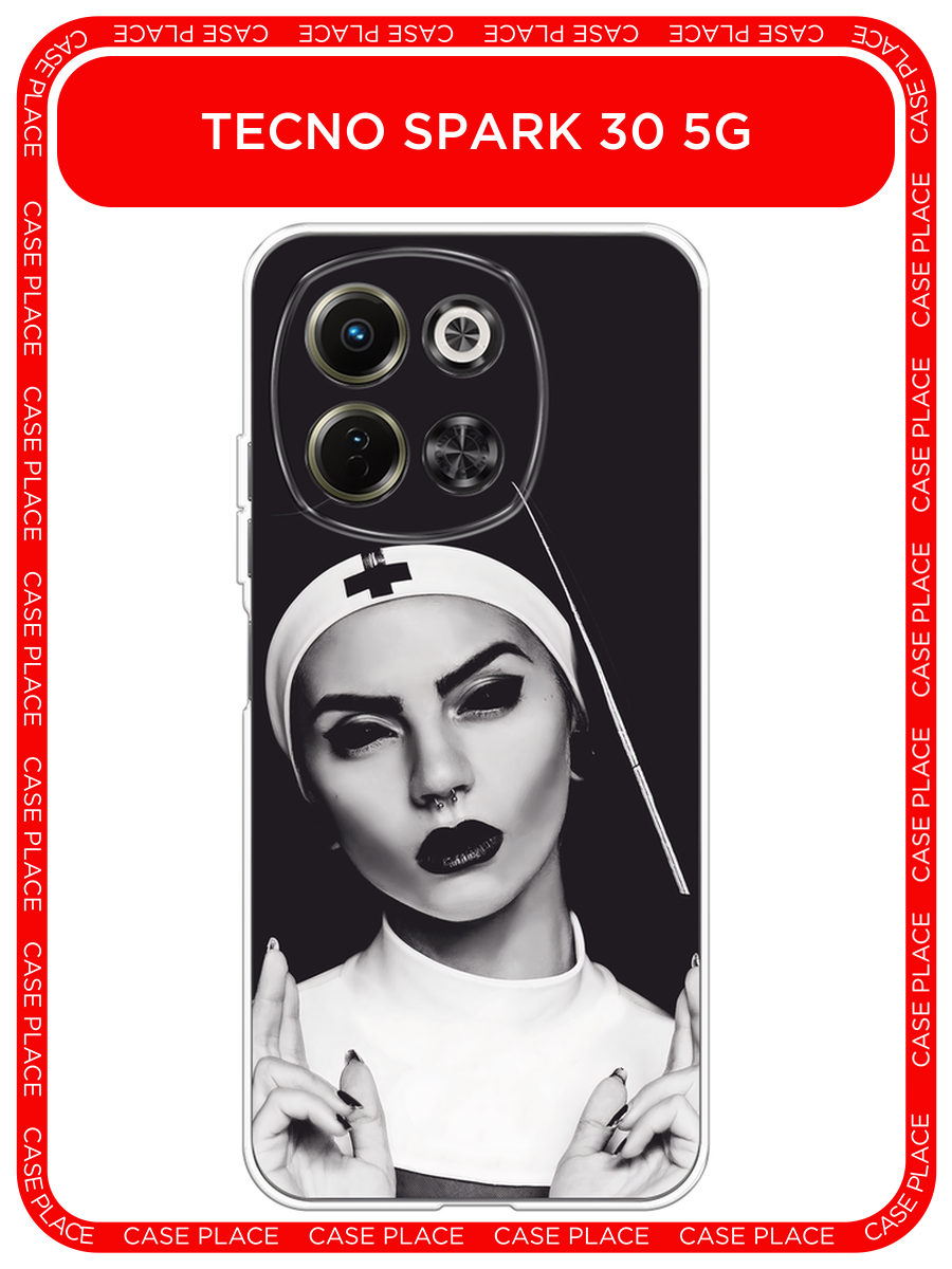 Чехол на Tecno Spark 30 5G / Текно Спарк 30 5G с принтом Черная монашка