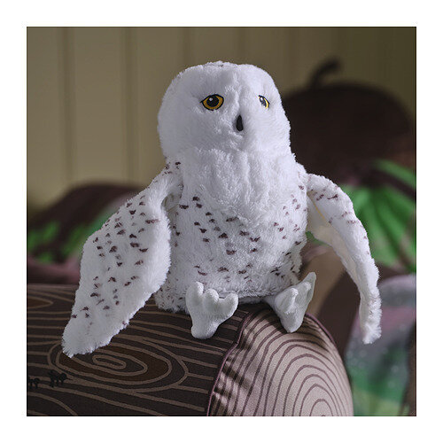 Мягкая игрушка IKEA Сова, на руку, 25см, белый, текстиль