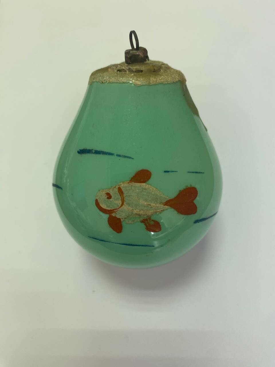 Игрушка на елку Лампочка-груша "Рыбка" 8см, 1930-40-е гг. Винтаж из СССР