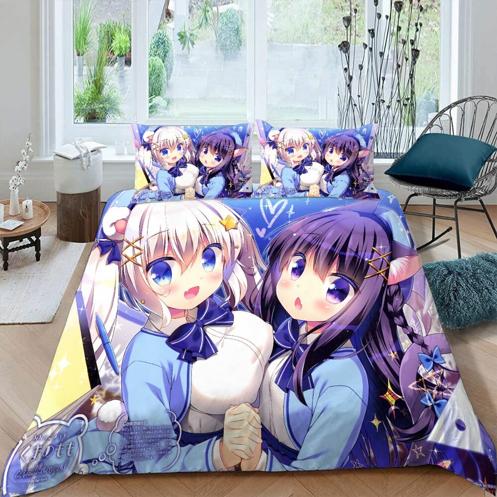 Постельное белье 1,5 спальное / 2-х , Пододеяльник, Аниме девушка