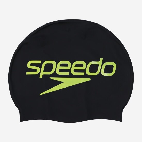 Шапочка для плавания Speedo силиконовая SLOGAN PRT AU/AF/AM чёрный/желтый, one Size, 8-0838509951S0Y