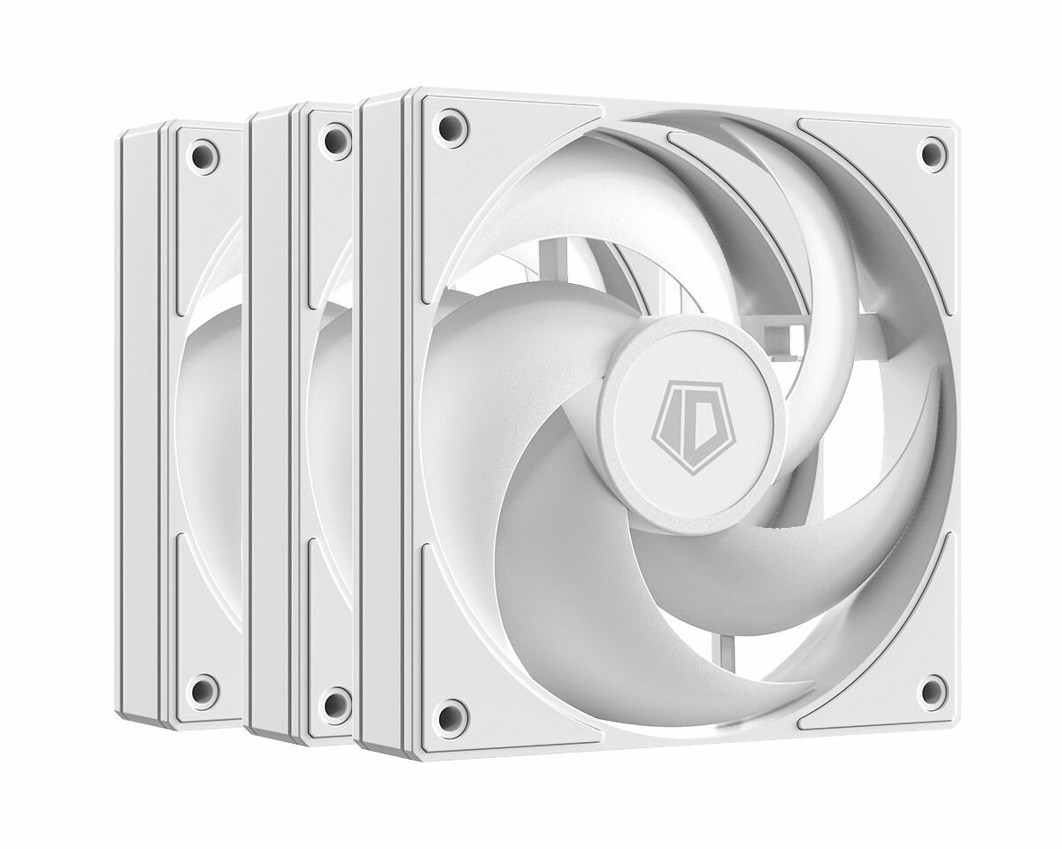 Вентиляторы для корпуса ID-COOLING AS-120-W TRIO (3 in 1) 120x120x25мм (PWM, резиновые углы, белый, 300-2000об/мин, супертихий)
