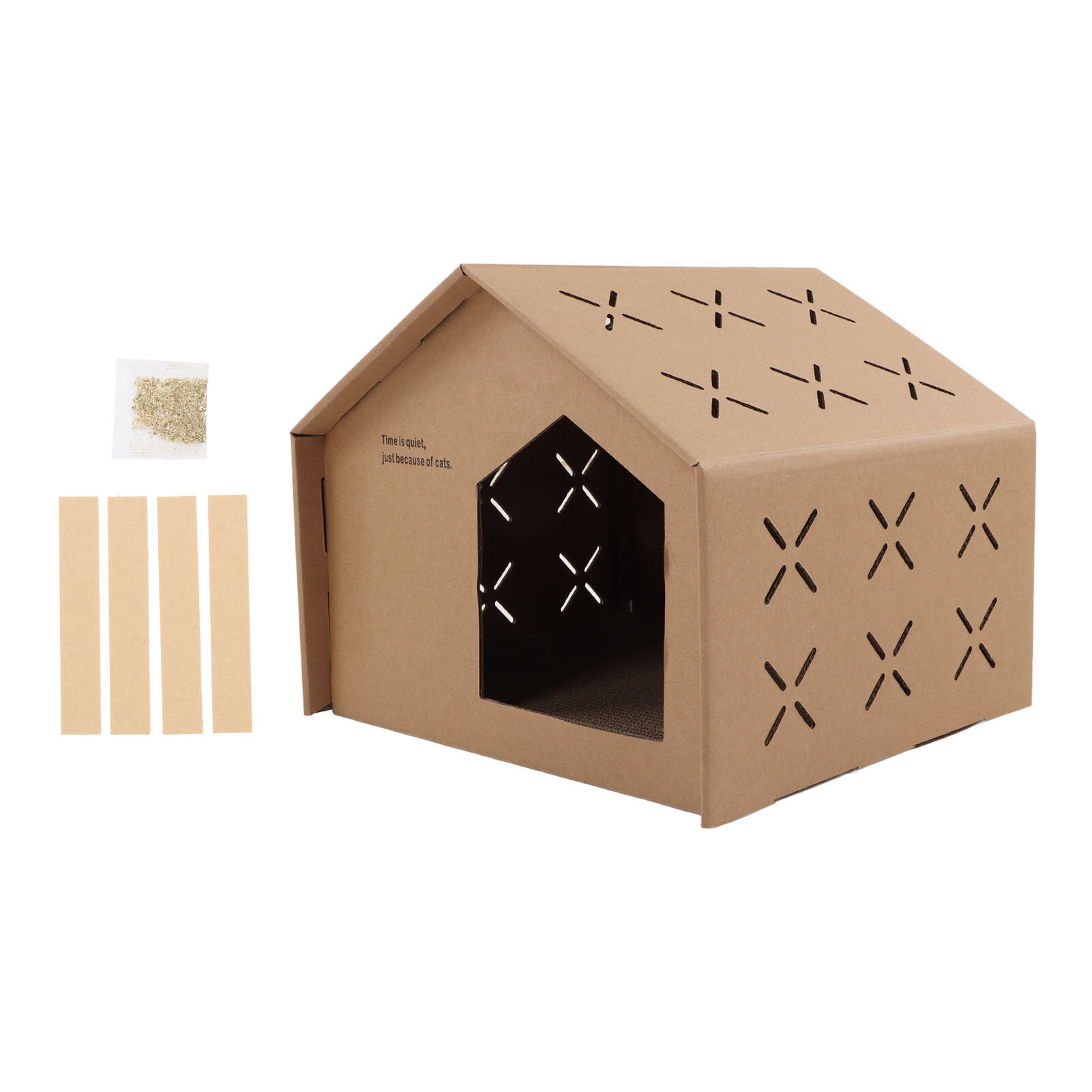 Картонный кошачий домик, забавный, большой, с когтеточкой в форме звезды и крышей из гофрированного картона, для дома 007 1