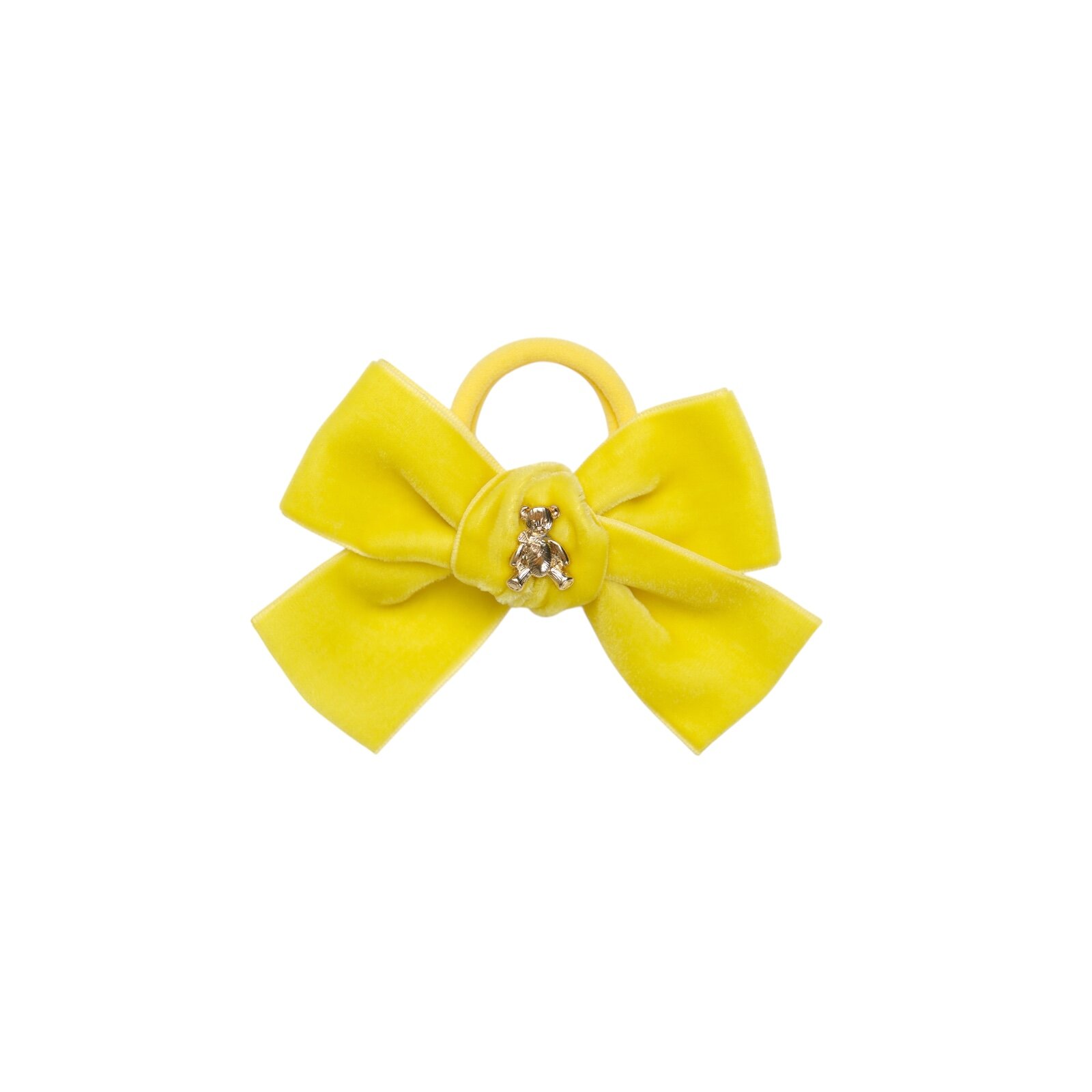 Бантик-резинка "Золотой мишка" DAVA BABY, итальянский бархат, цвет желтый, 12см, 1шт
