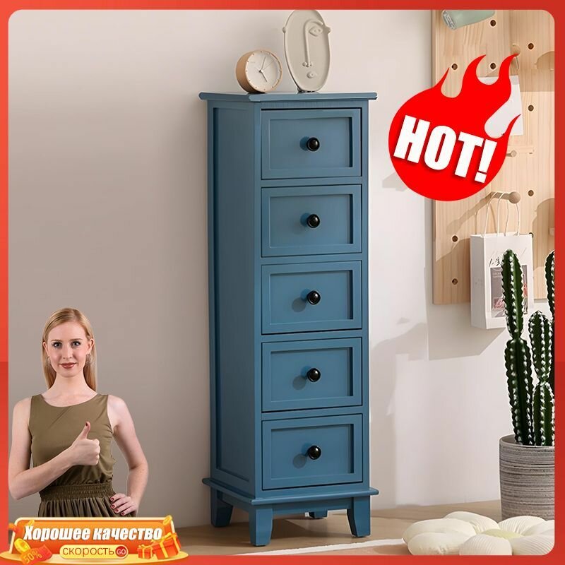 Тумба для хранения с ящиками из утолщенного массива дерева