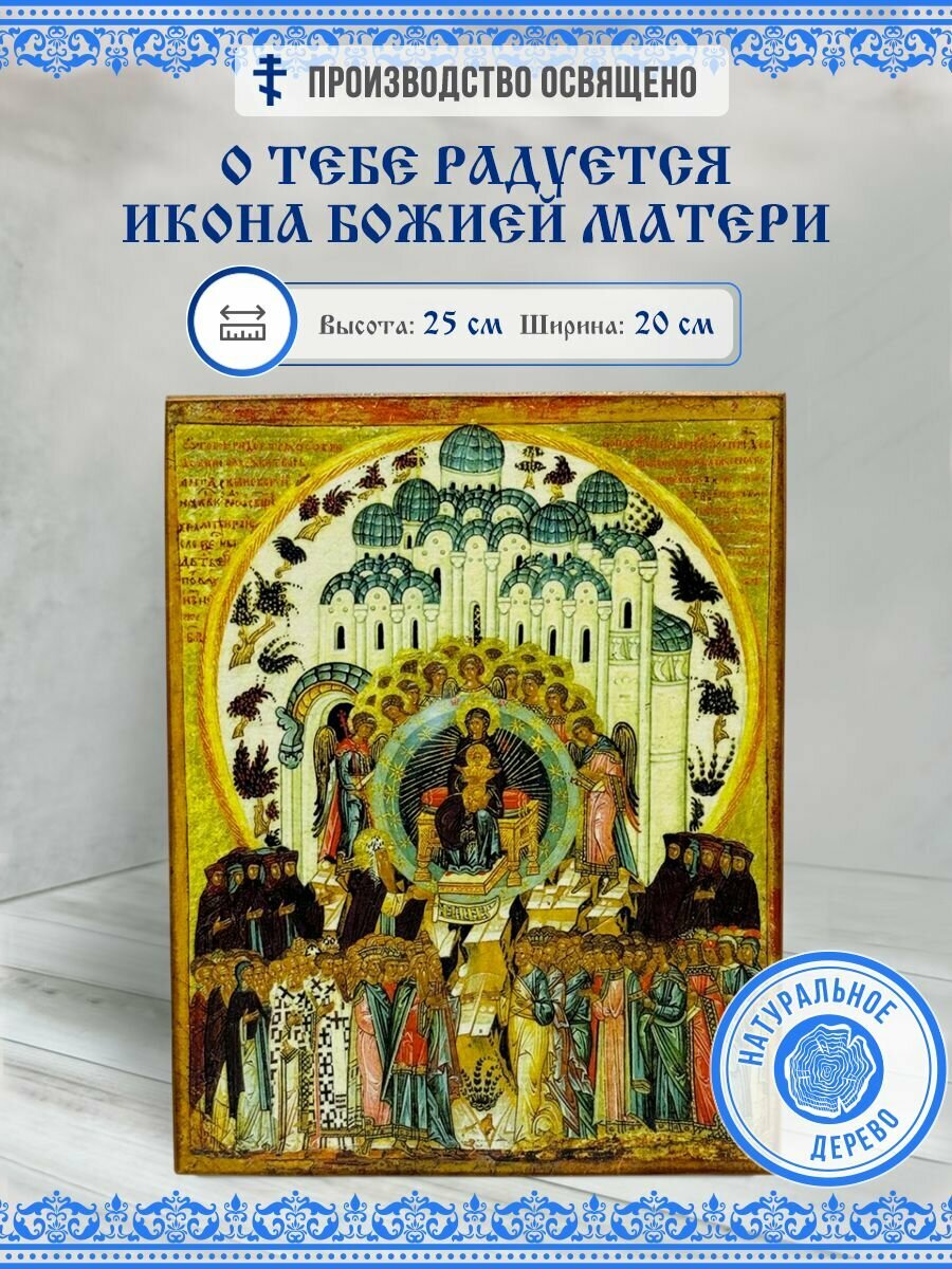 Икона Пресвятой Богородицы О Тебе Радуется, под старину, 20х25 см
