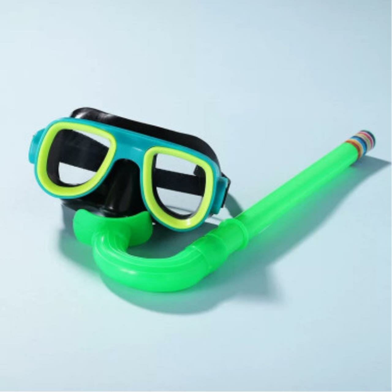 Набор для подводного плавания, маска и трубка, зеленый/желтый