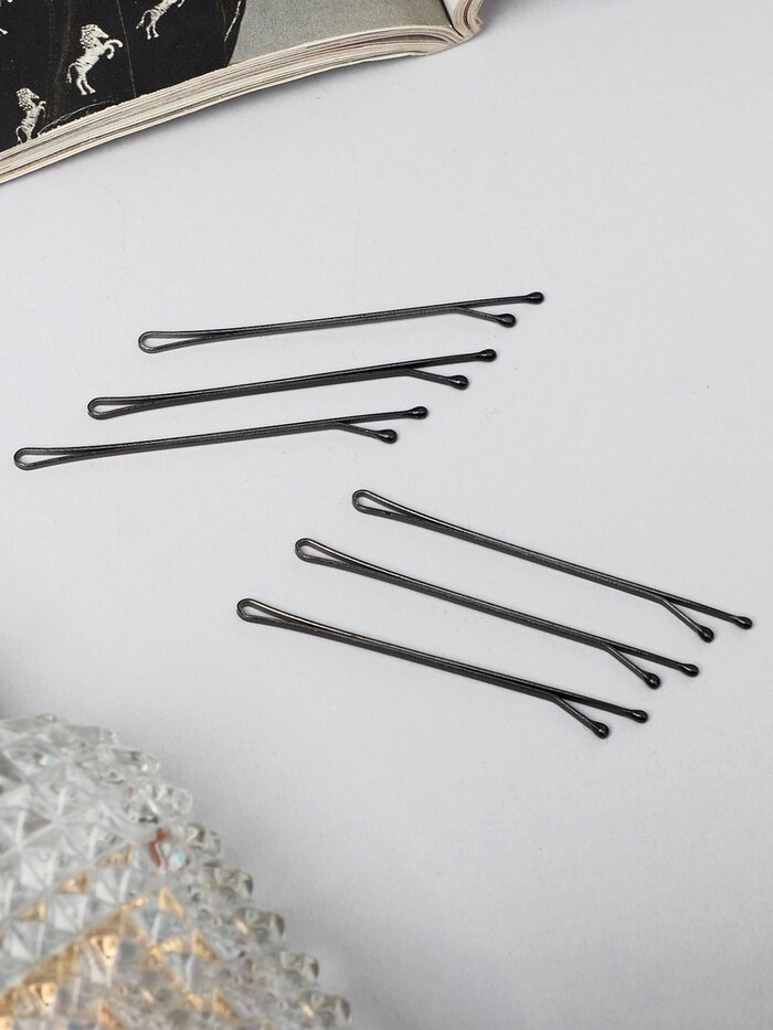 Невидимки для волос «Гладкие»: набор 36 шт, 6 см, чёрные