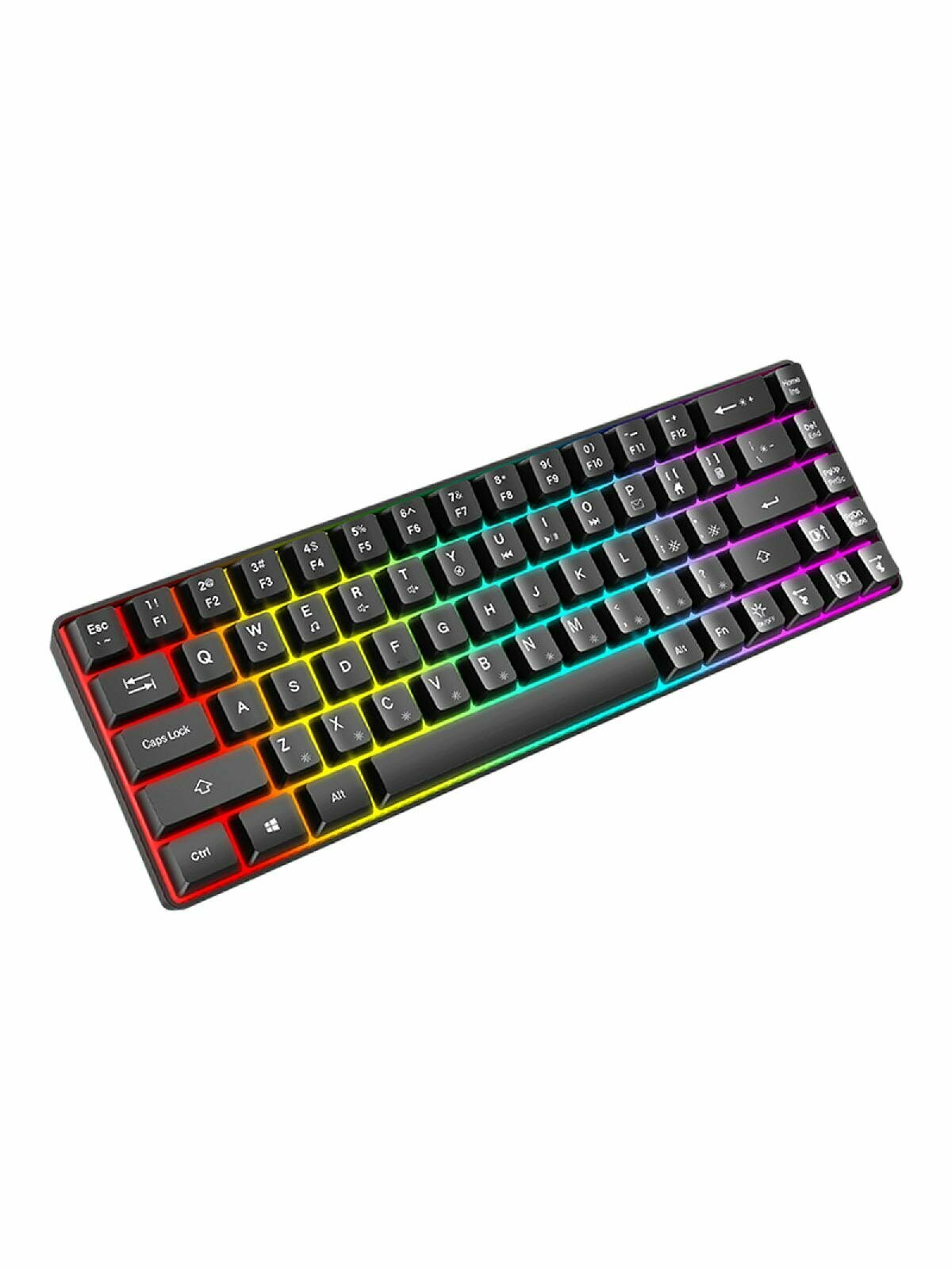 Compactly Mechanical Gaming Keyboard 68Key with LED Backlits Clear Letter for Office Home Use for Typing Gaming Keyboard