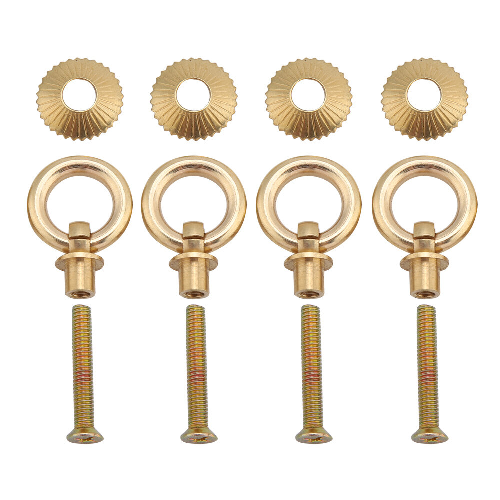 4pcs/pack Mini Simple Vintage Pull Rings Cosmetic Case Jewelry Box Attachment Handle Brass