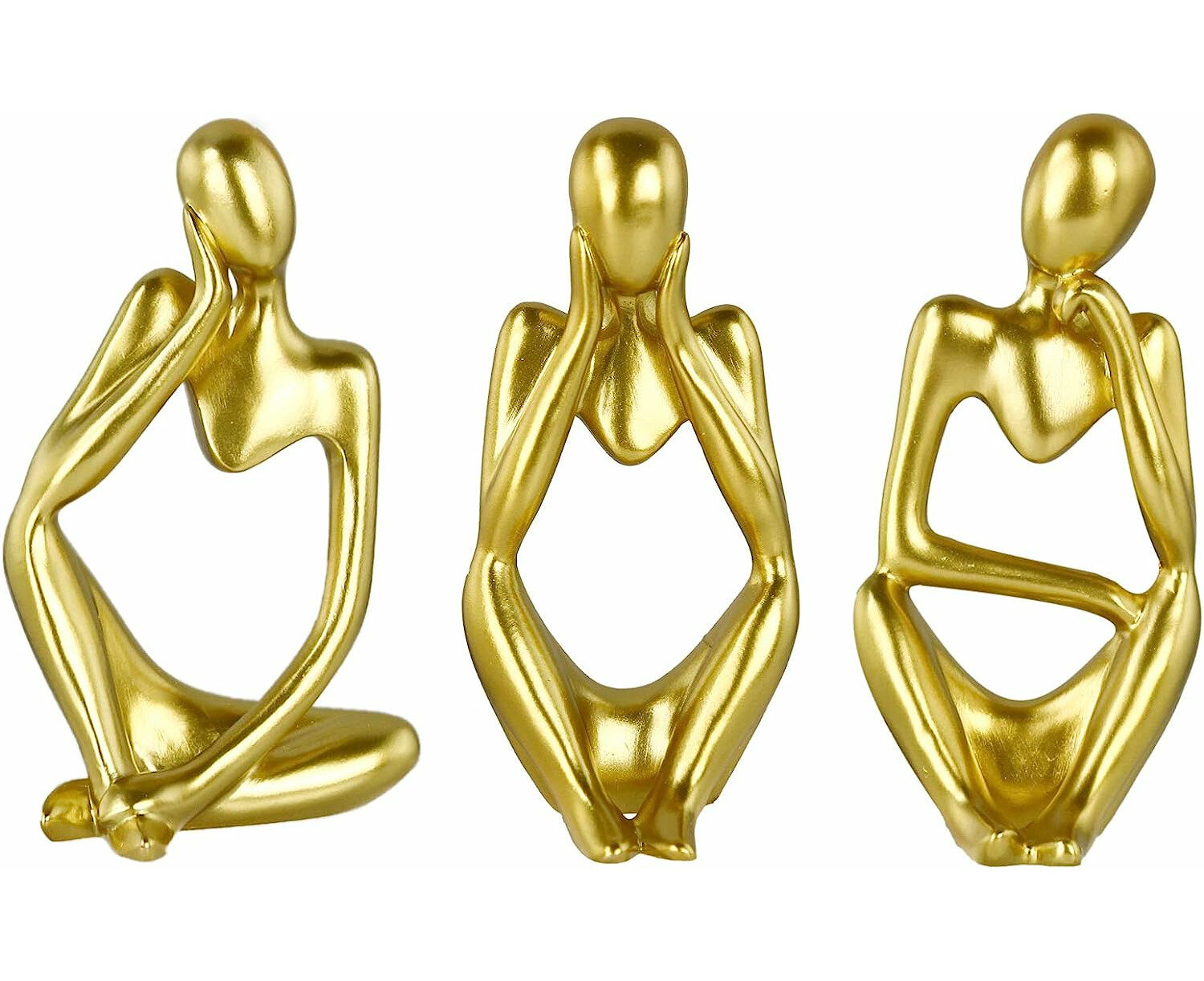 3 шт. Скульптура Мыслителя из смолы золотого цвета